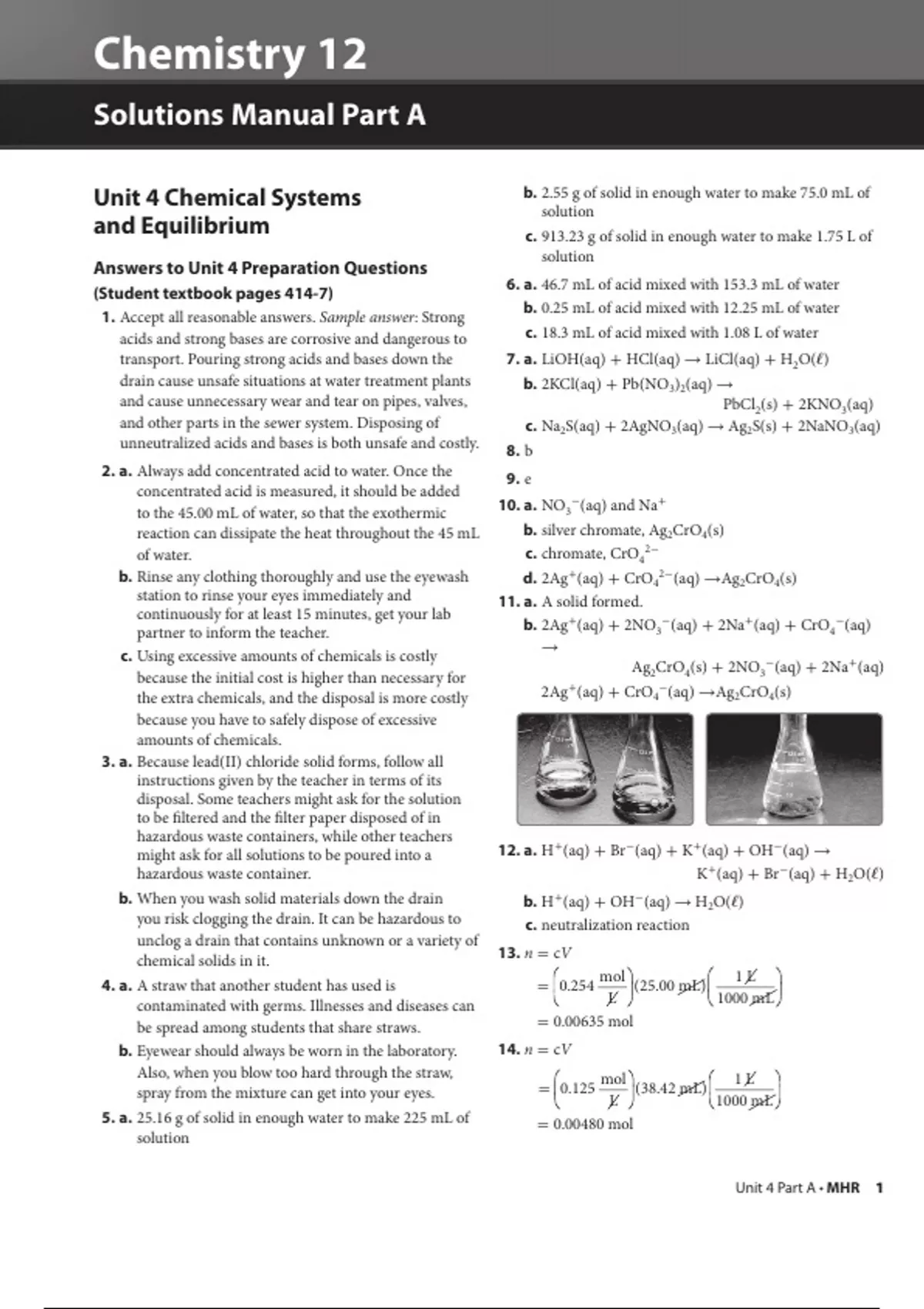McGraw-Hill Ryerson Grade 12 Chemistry - Equilibrium Unit Answers ...