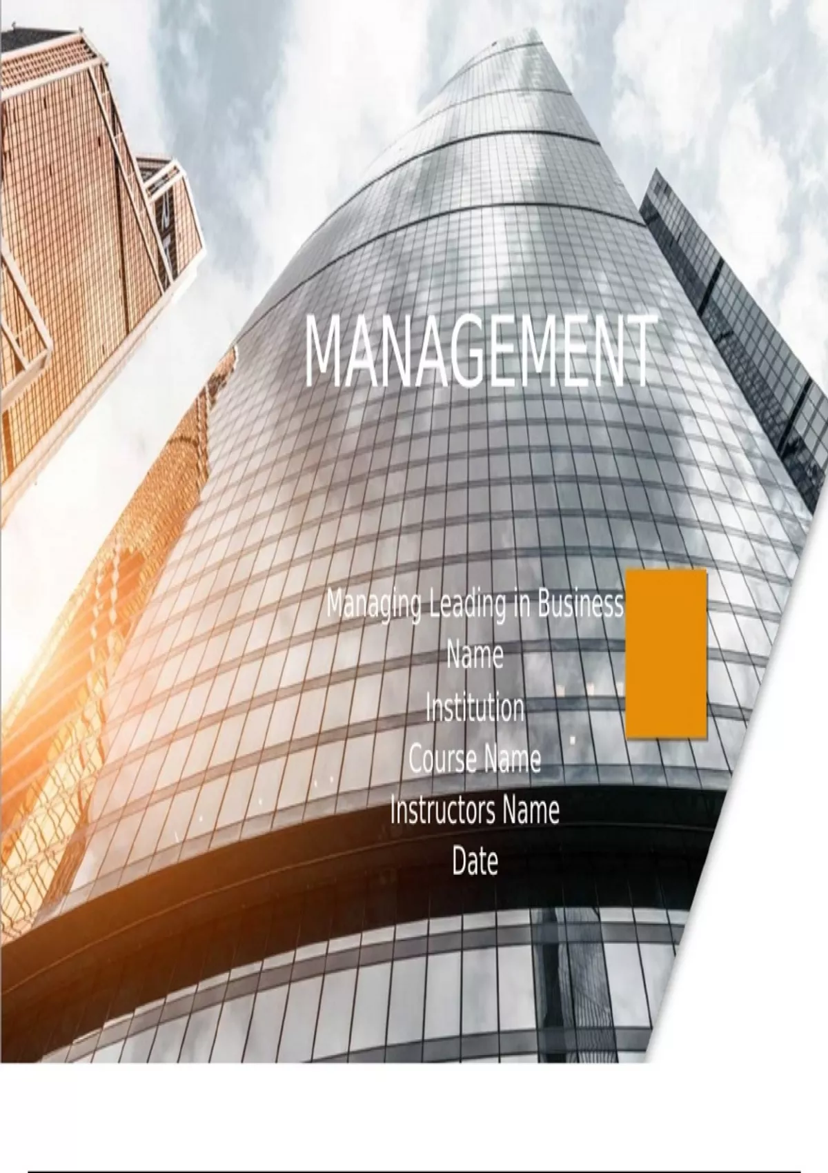 Management: Use course resources and the information provided in the ...