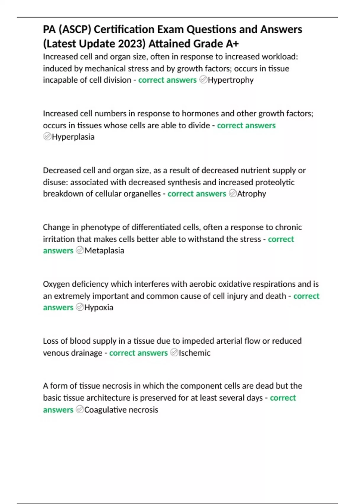 PA (ASCP) Certification Exam Questions and Answers (Latest Update 2023 ...