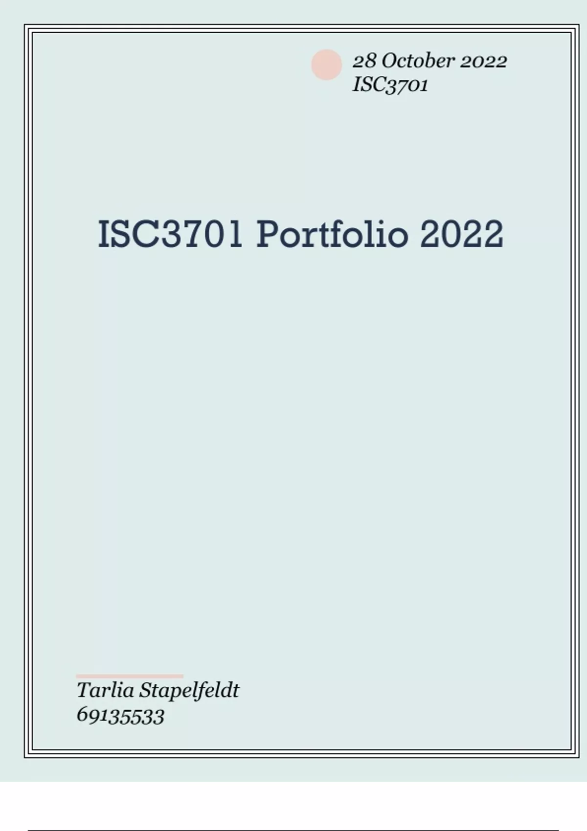 ISC3701 Portfolio 2022,2023 AND 2024 - ISC3701 PORTFOLIO - Stuvia US