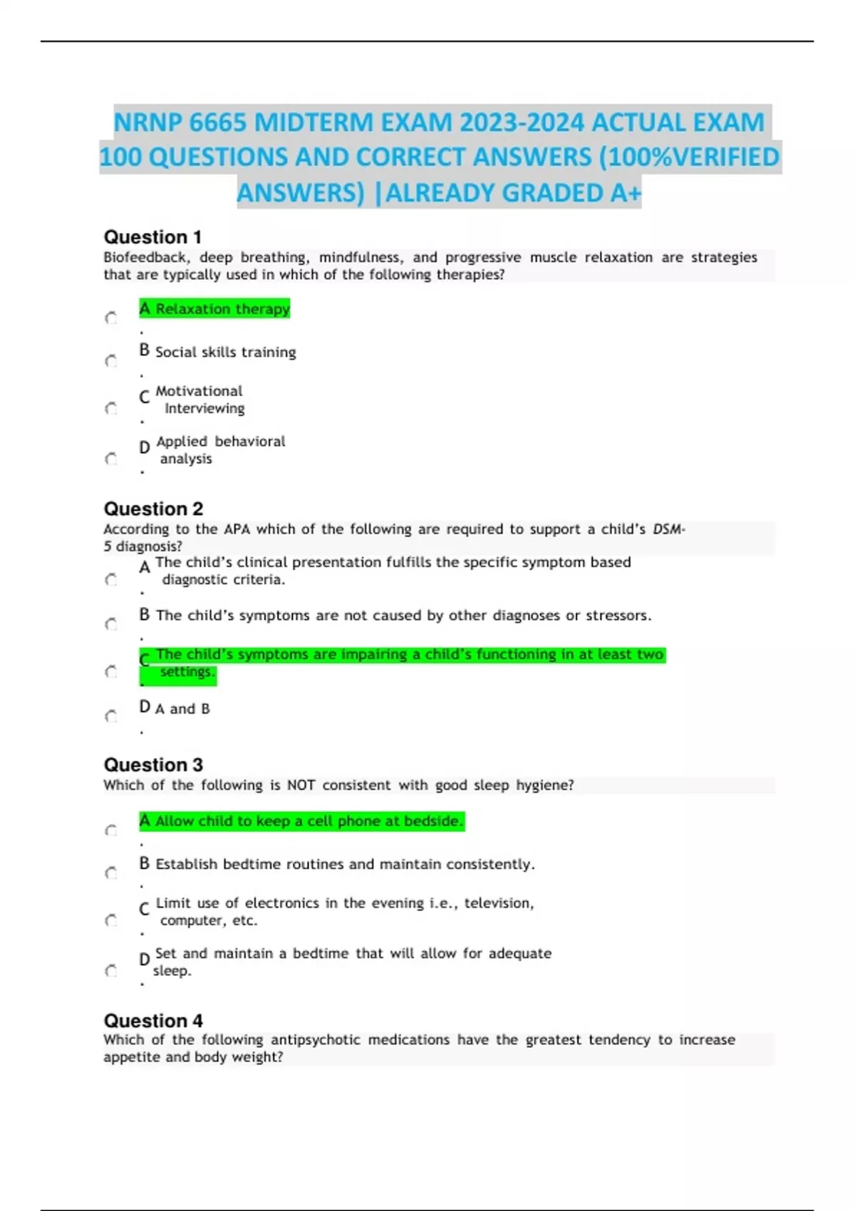 NRNP 6665 MIDTERM EXAM 2025 ACTUAL EXAM 100 QUESTIONS AND CORRECT ...