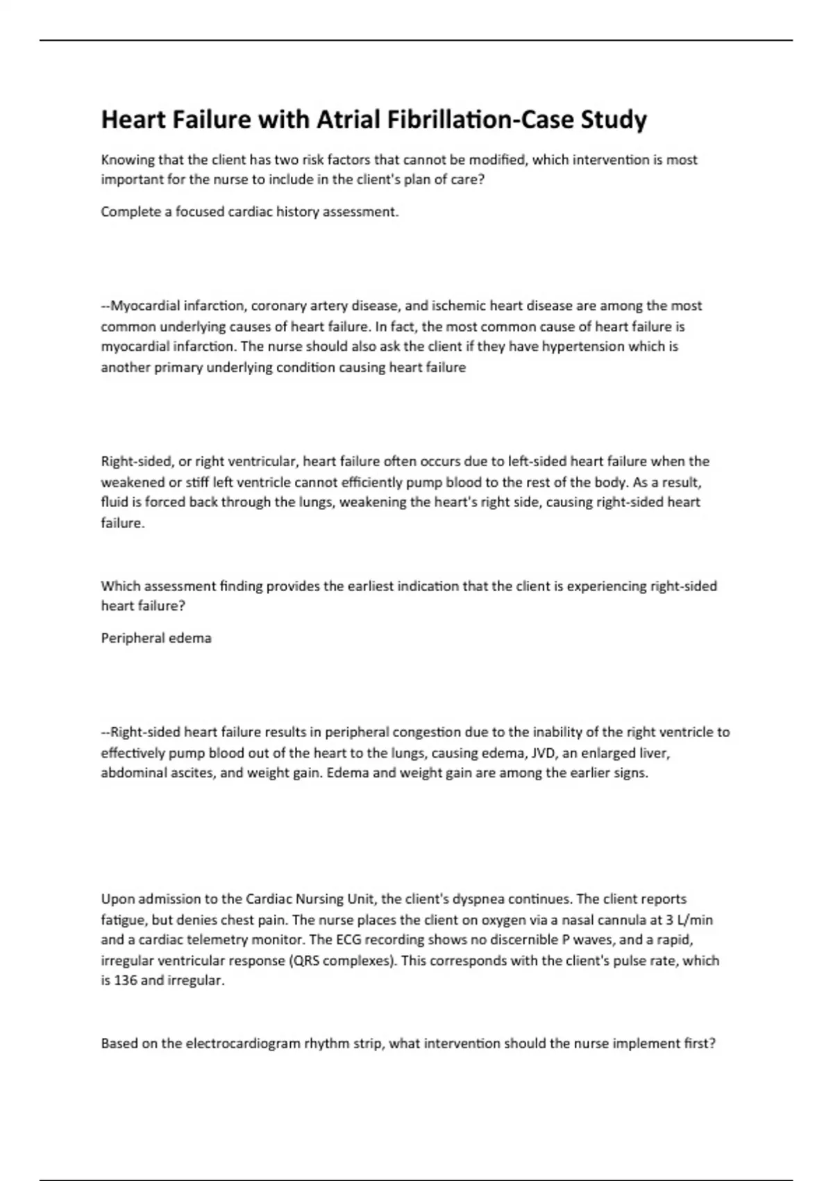 Heart Failure with Atrial Fibrillation-Case Study - Heart Failure with ...