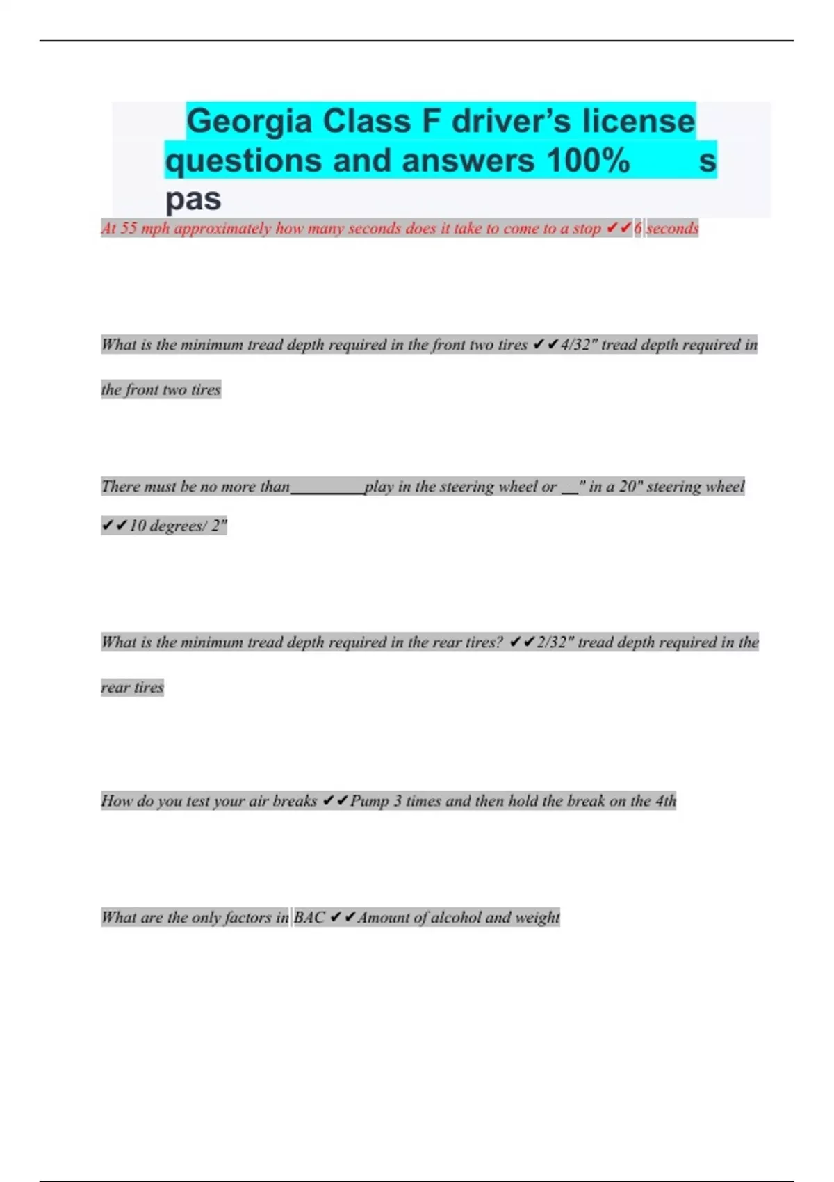 Georgia driver’s license - Georgia driver’s license - Stuvia US