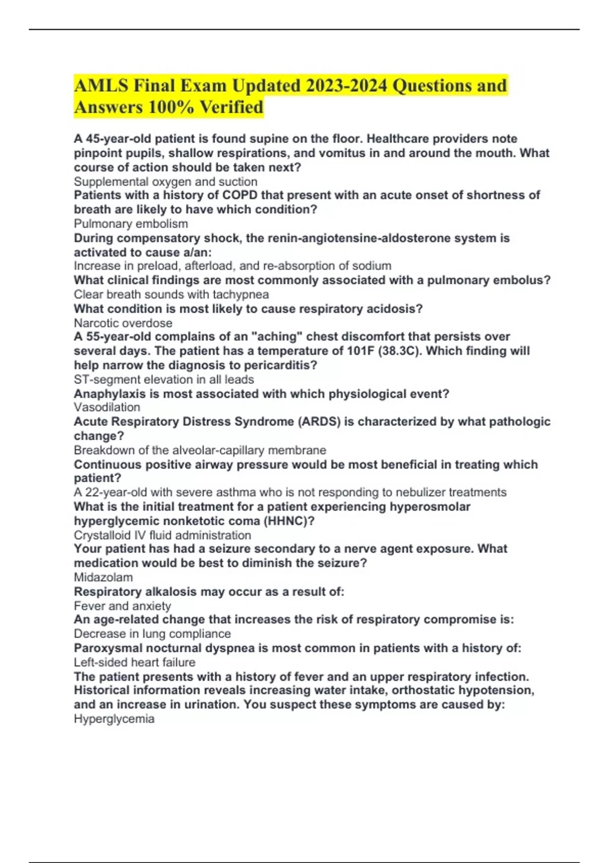 AMLS Final Exam Updated Questions and Answers 100% Verified - AMLS - Stuvia US