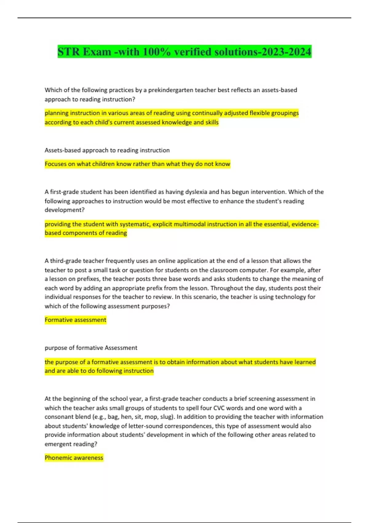 STR Exam -with 100% verified solutions- - STR - Stuvia US