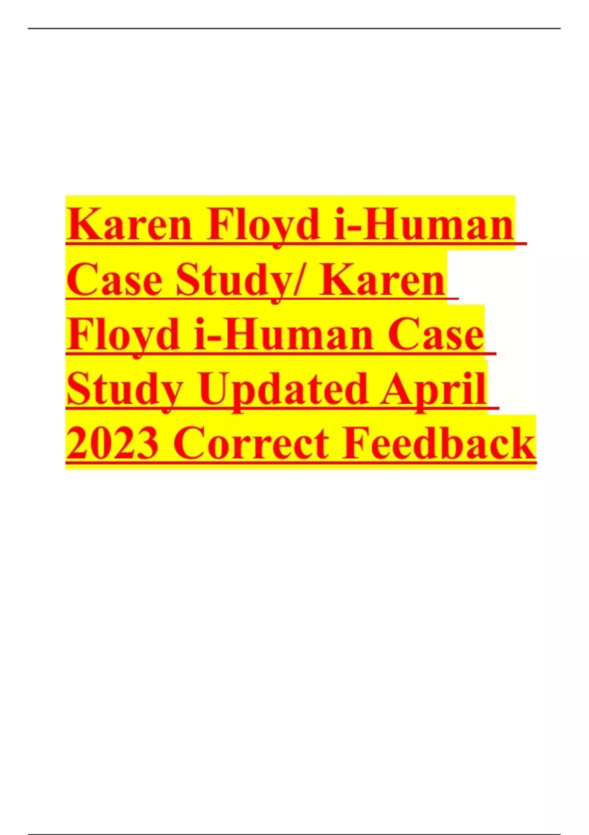 Karen Floyd i-Human Case Study/ Karen Floyd i-Human Case Study Updated ...