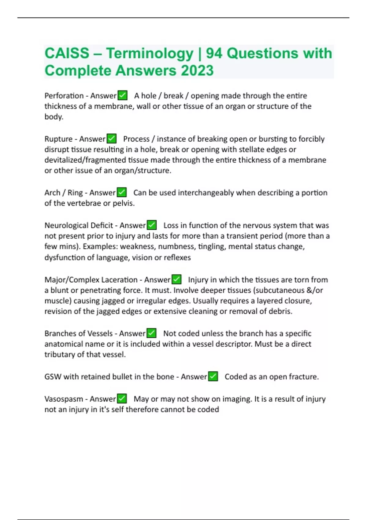 CAISS – Terminology | 94 Questions with Complete Answers 2023 - CAISS ...