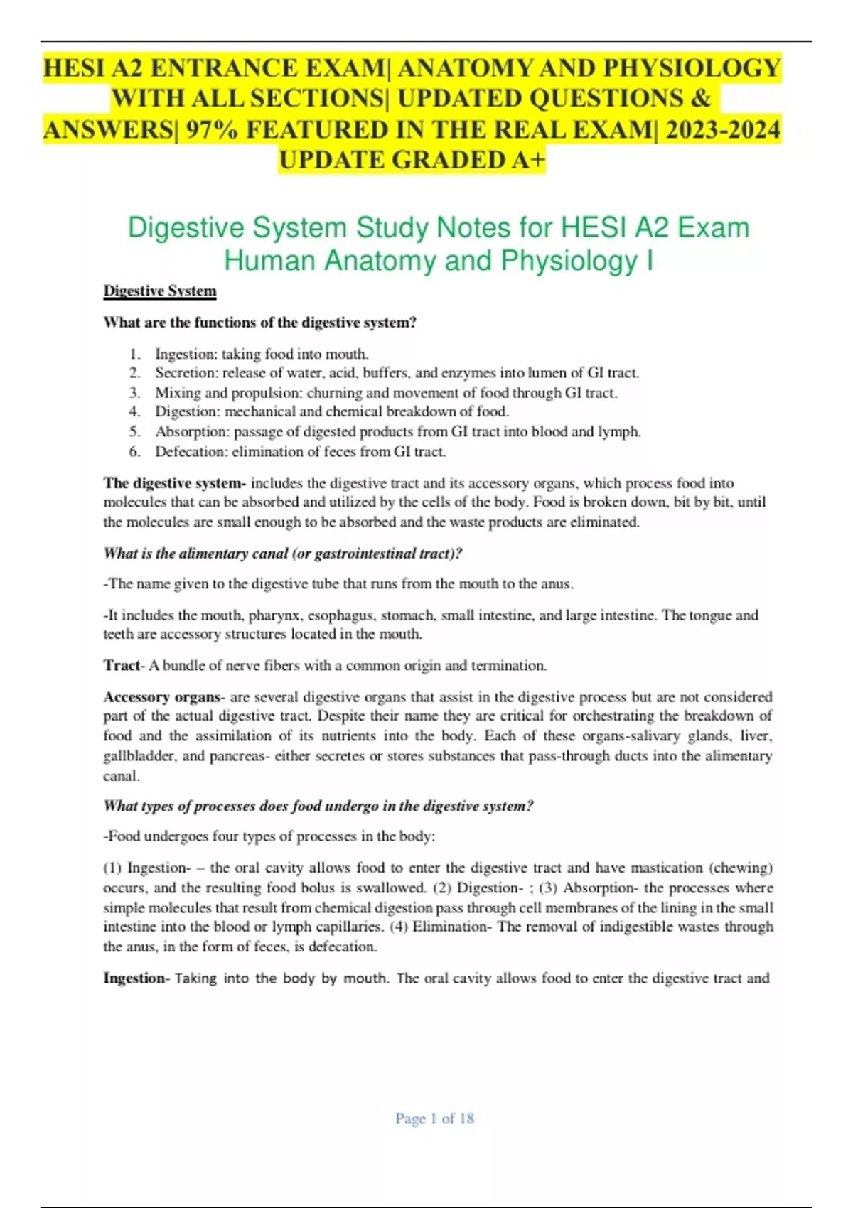 HESI A2 ENTRANCE EXAM| ANATOMY AND PHYSIOLOGY WITH ALL SECTIONS ...