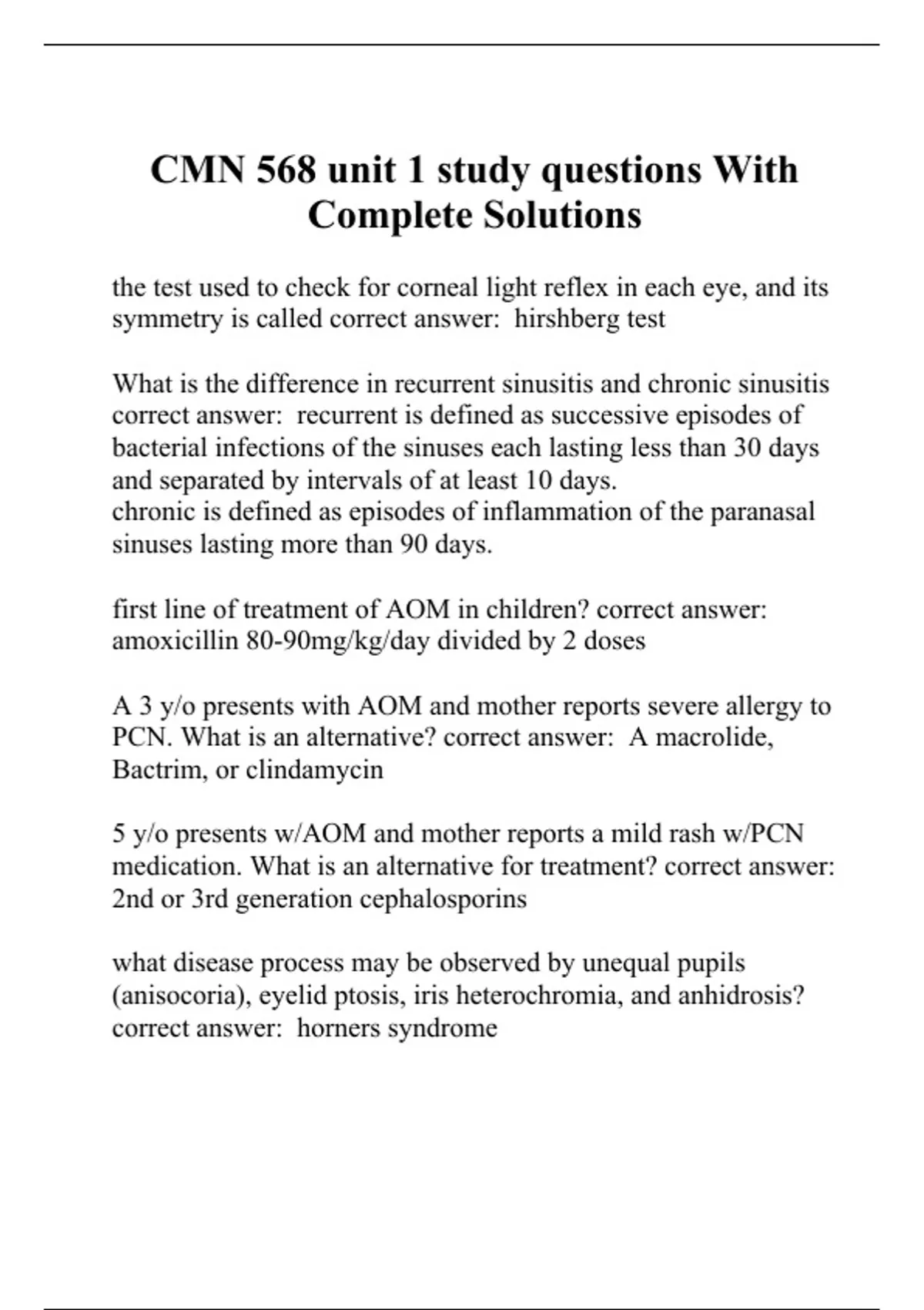 CMN 568 unit 1 study questions With Complete Solutions - CMN 568 ...
