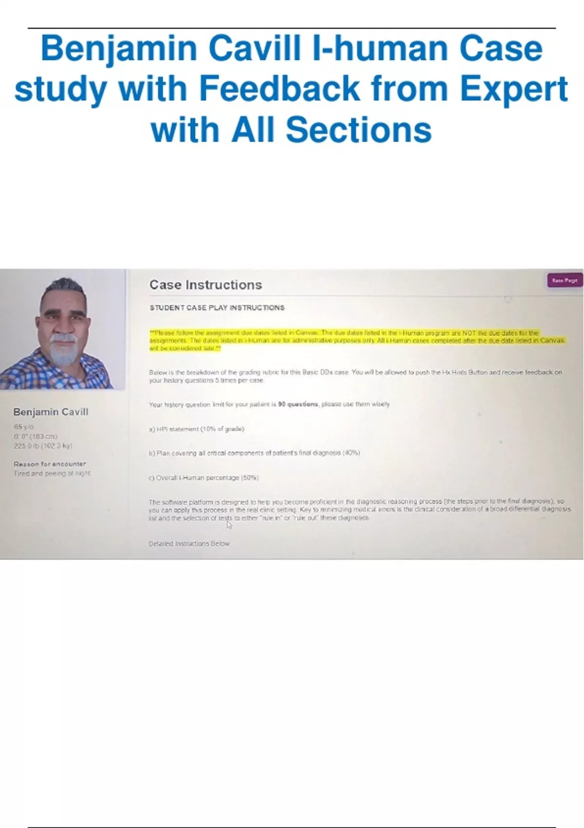 Benjamin Cavill I-human Case study with Feedback from Expert with All ...
