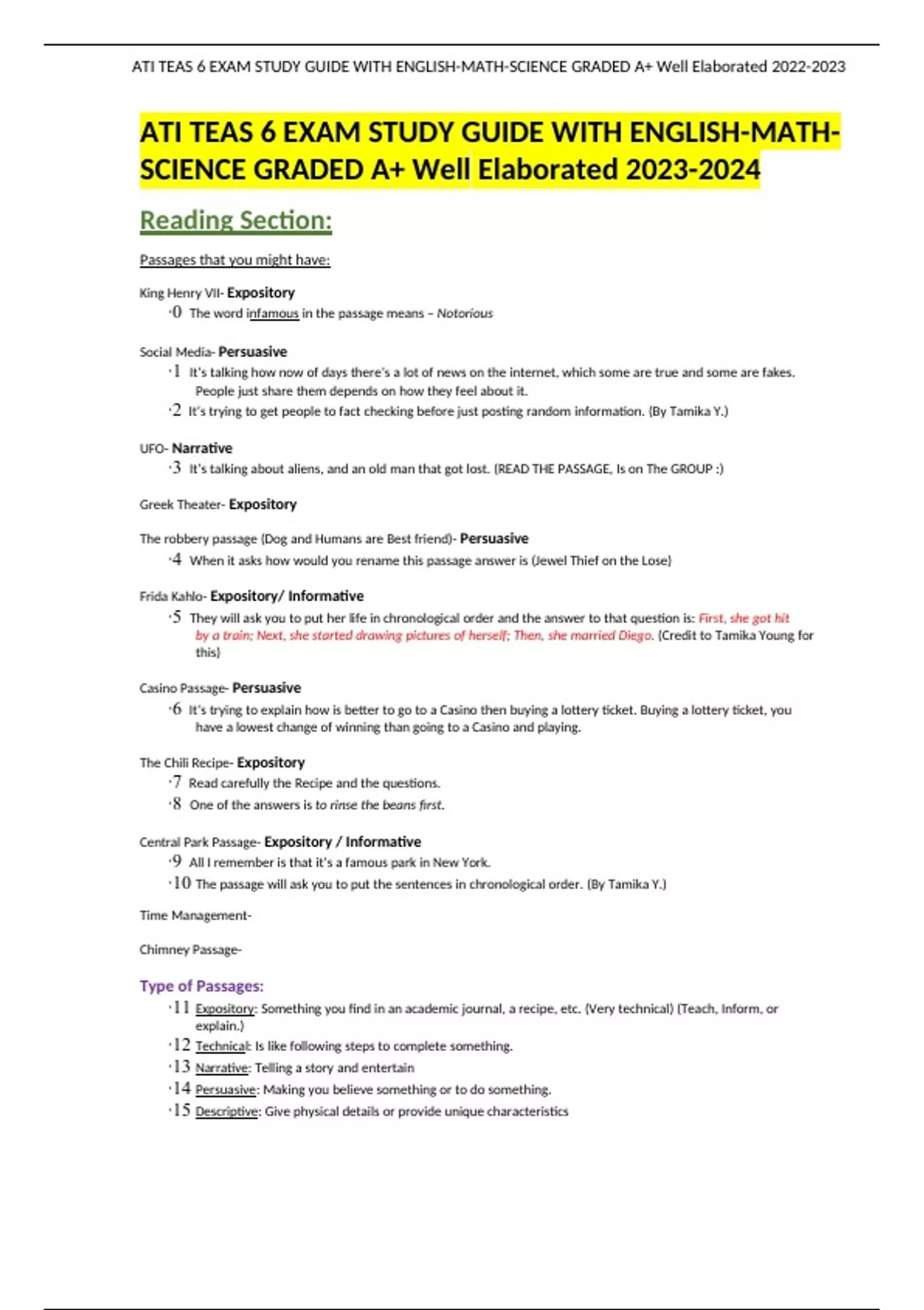 ATI TEAS 6 EXAM STUDY GUIDE WITH ENGLISH-MATH- SCIENCE GRADED A+ Well ...