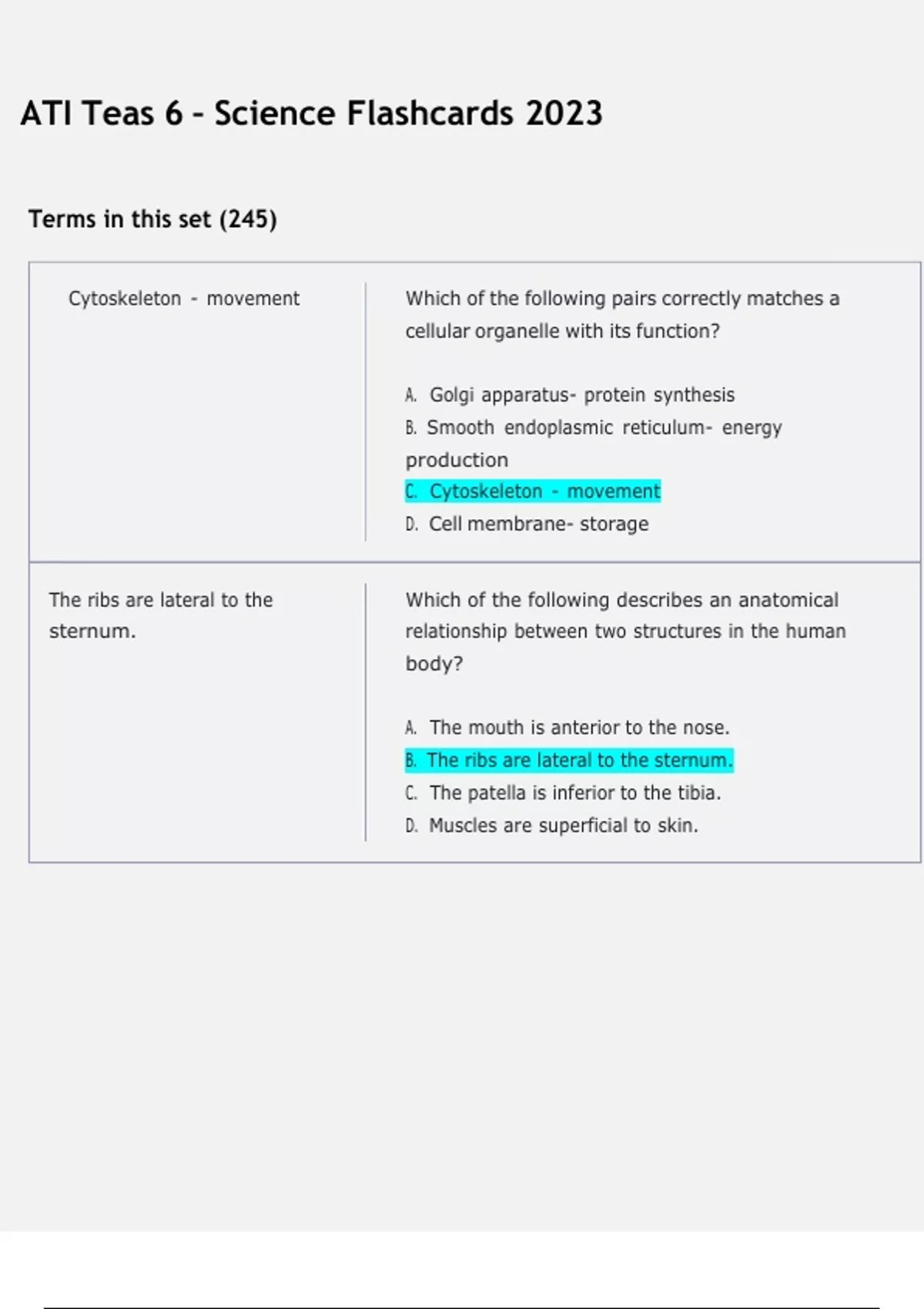 ATI Teas 6 – Science Flashcards 2023 - ATI Teas 6 - Stuvia US