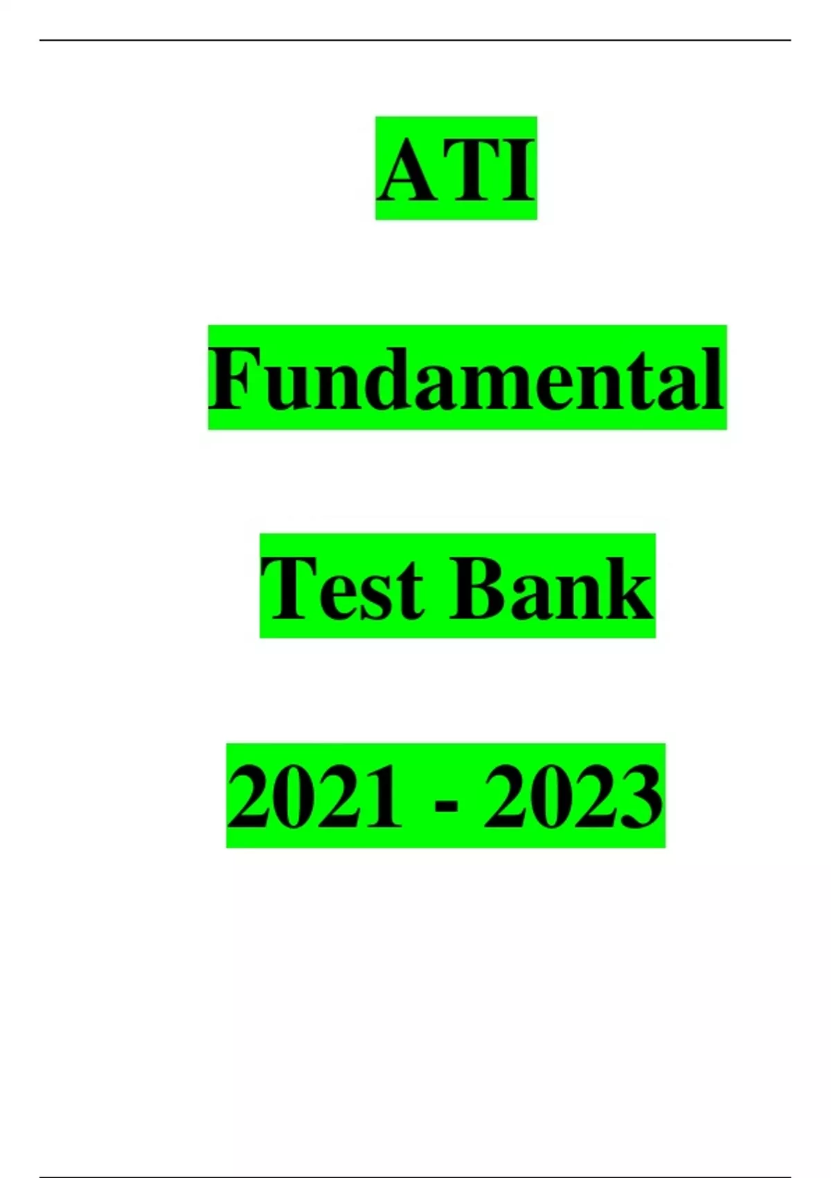 ATI Fundamentals Test Bank Questions and Answers (100% Verified & A+ ...