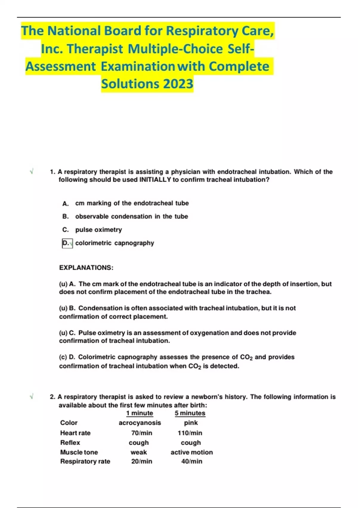 The National Board for Respiratory Care, Inc. Therapist Multiple-Choice ...