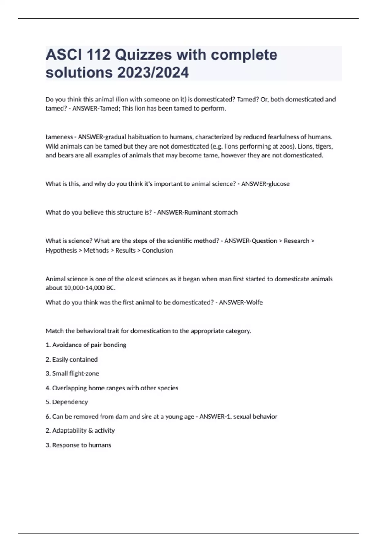 ASCI 112 Quizzes with complete solutions 2023/2024 - ASCI 112 - Stuvia US