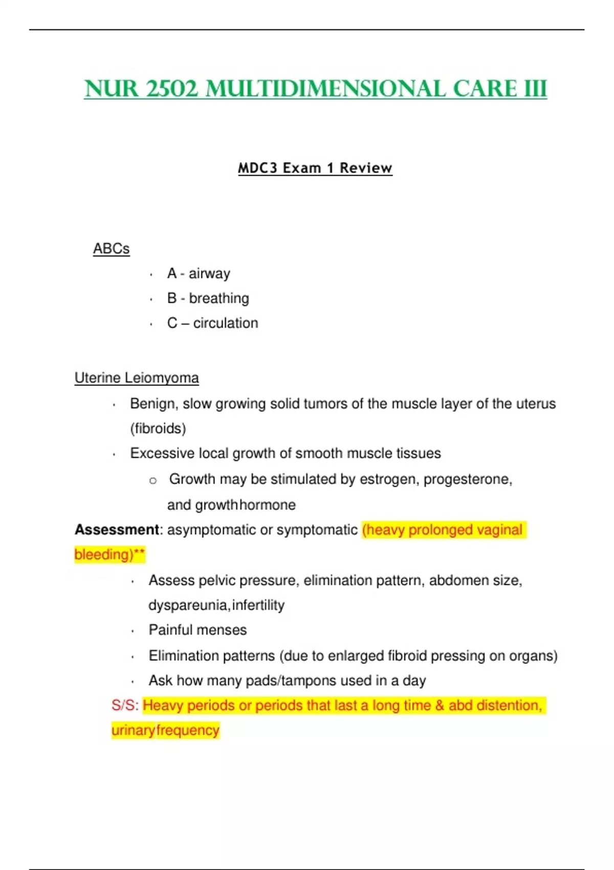 Exam 1 Review - NUR2502 / NUR 2502 (Latest 2023 / 2024 ...