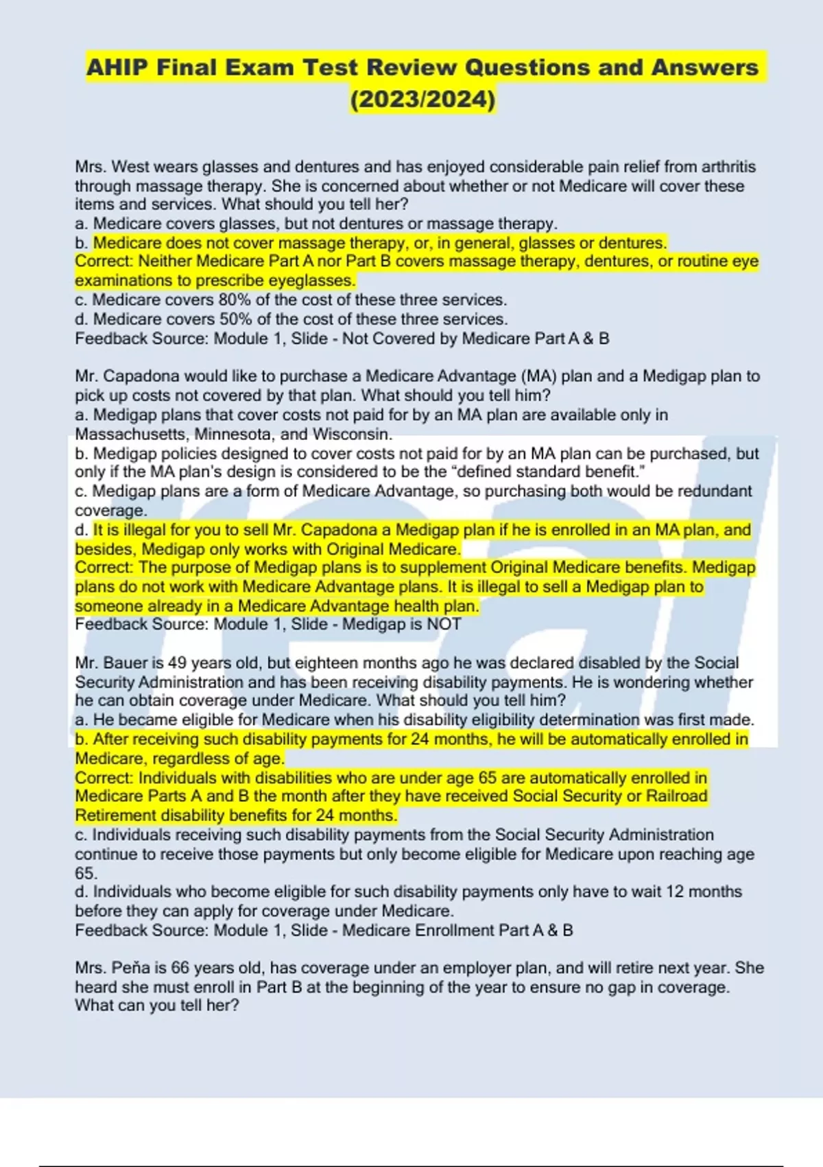 AHIP FINAL TESTS ACTUAL EXAMS QUESTIONS AND CORRECT DETAILED ANSWERS ...