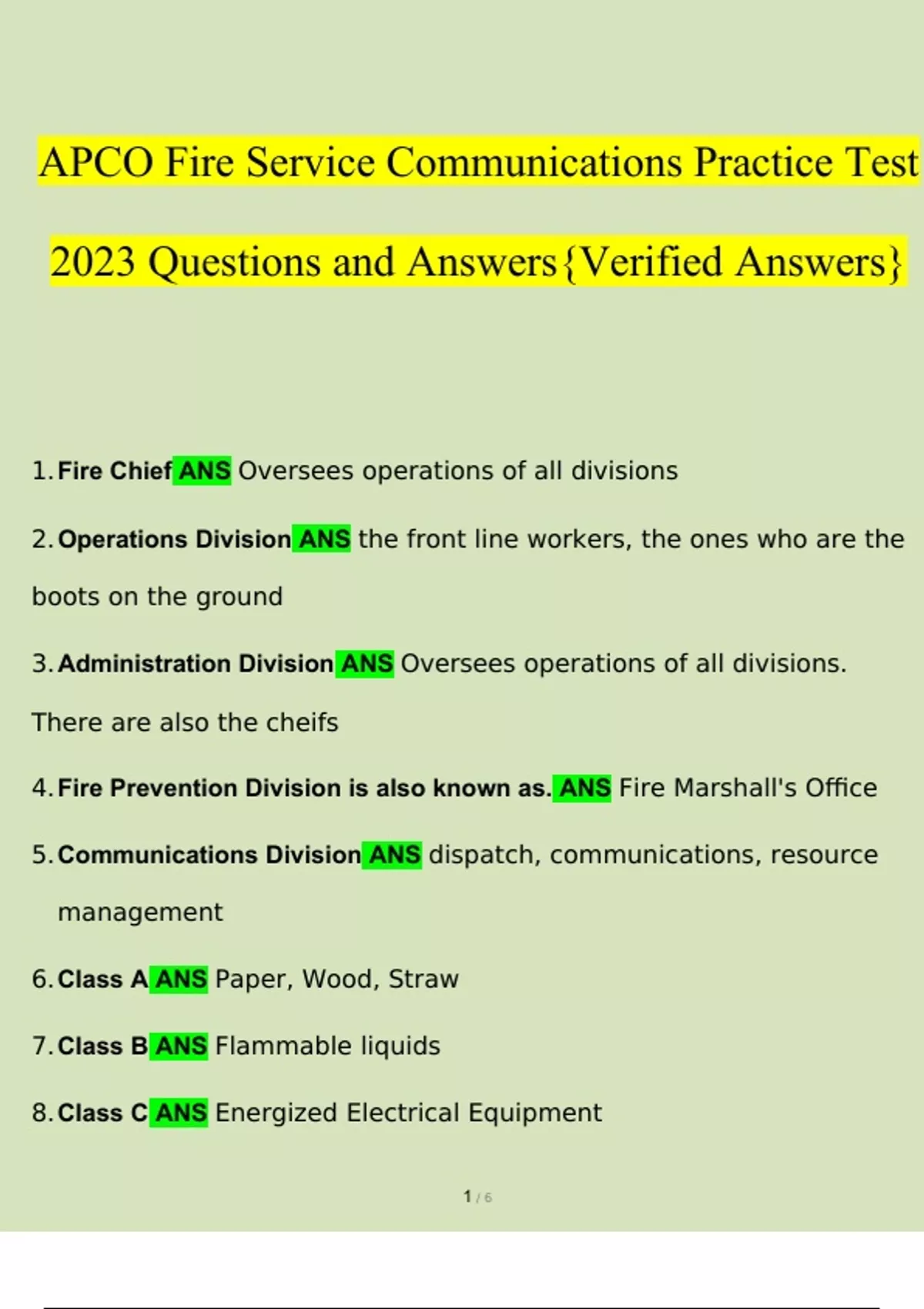 APCO Fire Service Communications Practice Test 2023 Questions and ...