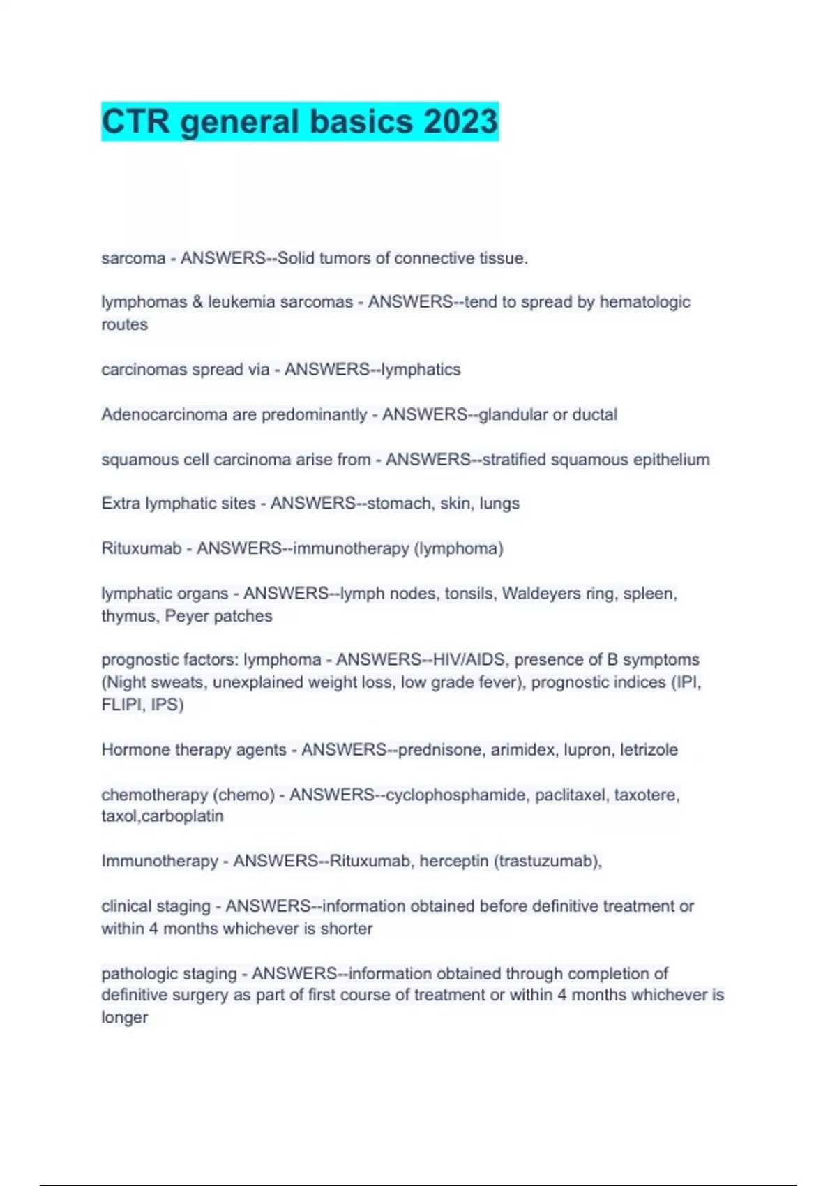 CTR general basics 2023 questions and answers - CTR general basics ...