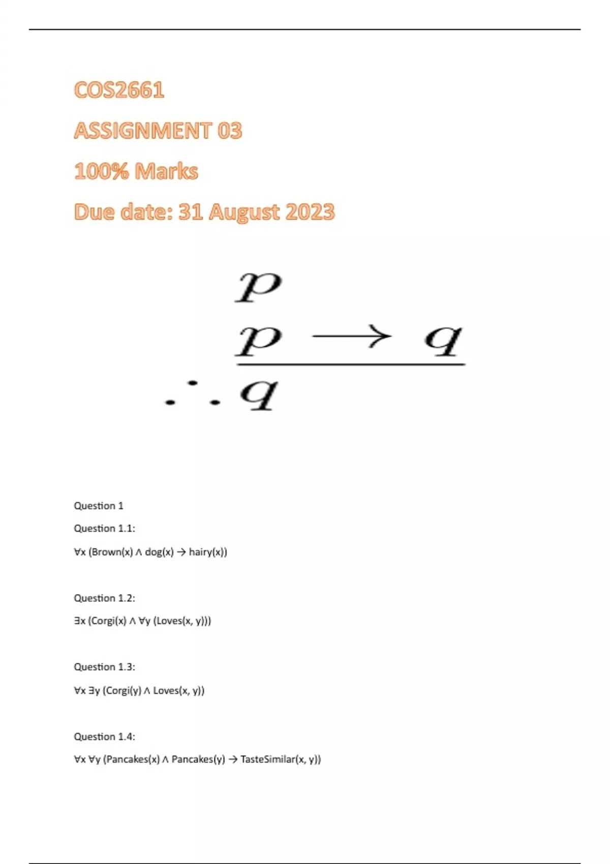 COS2661 Assignment 3 guidelines and answers 2023 - COS2661 - Formal ...