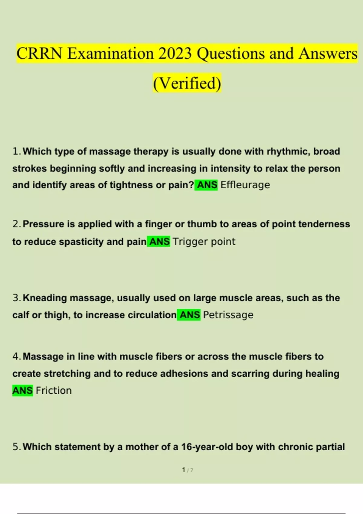 CRRN Exam Test STUDY BUNDLE (COMPLETE PACKAGE)(Verified Answers ...