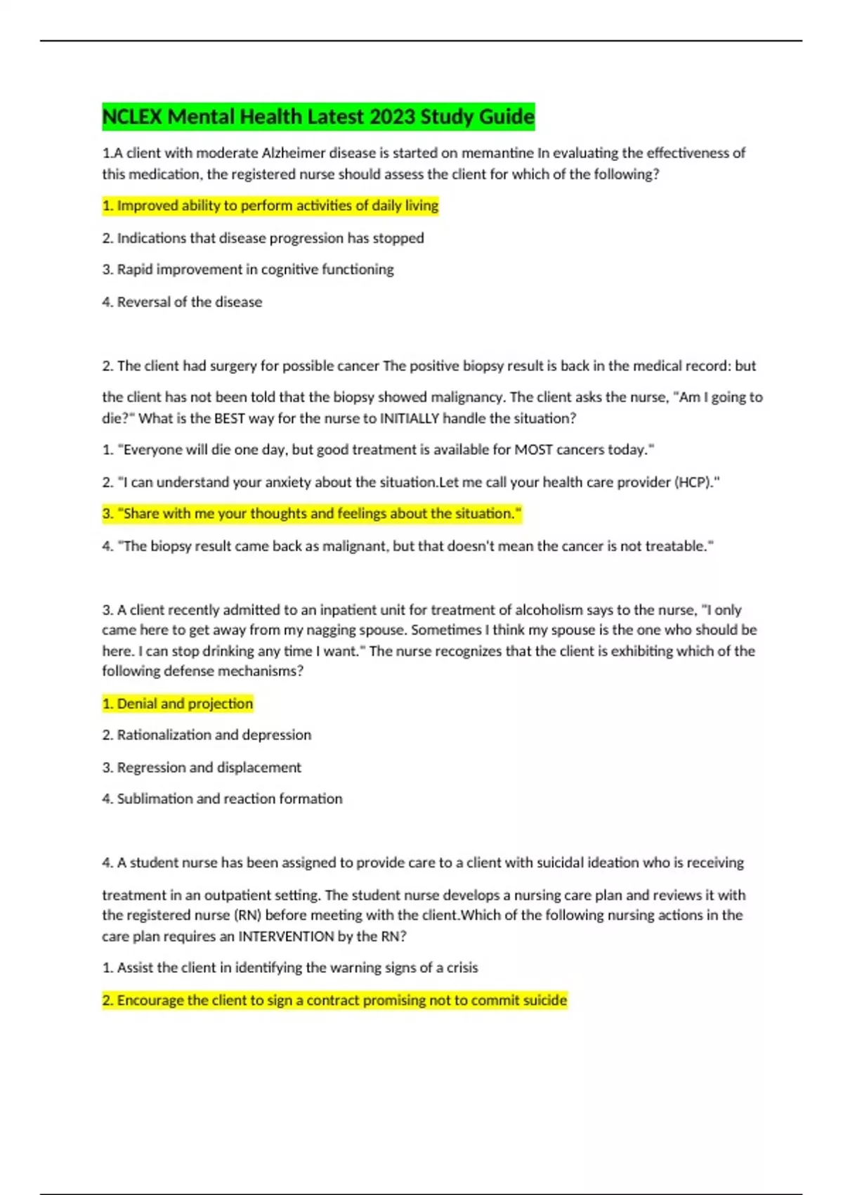 NCLEX Mental Health Latest 2019 Study Guide - NCLEX MENTAL HEALTH ...