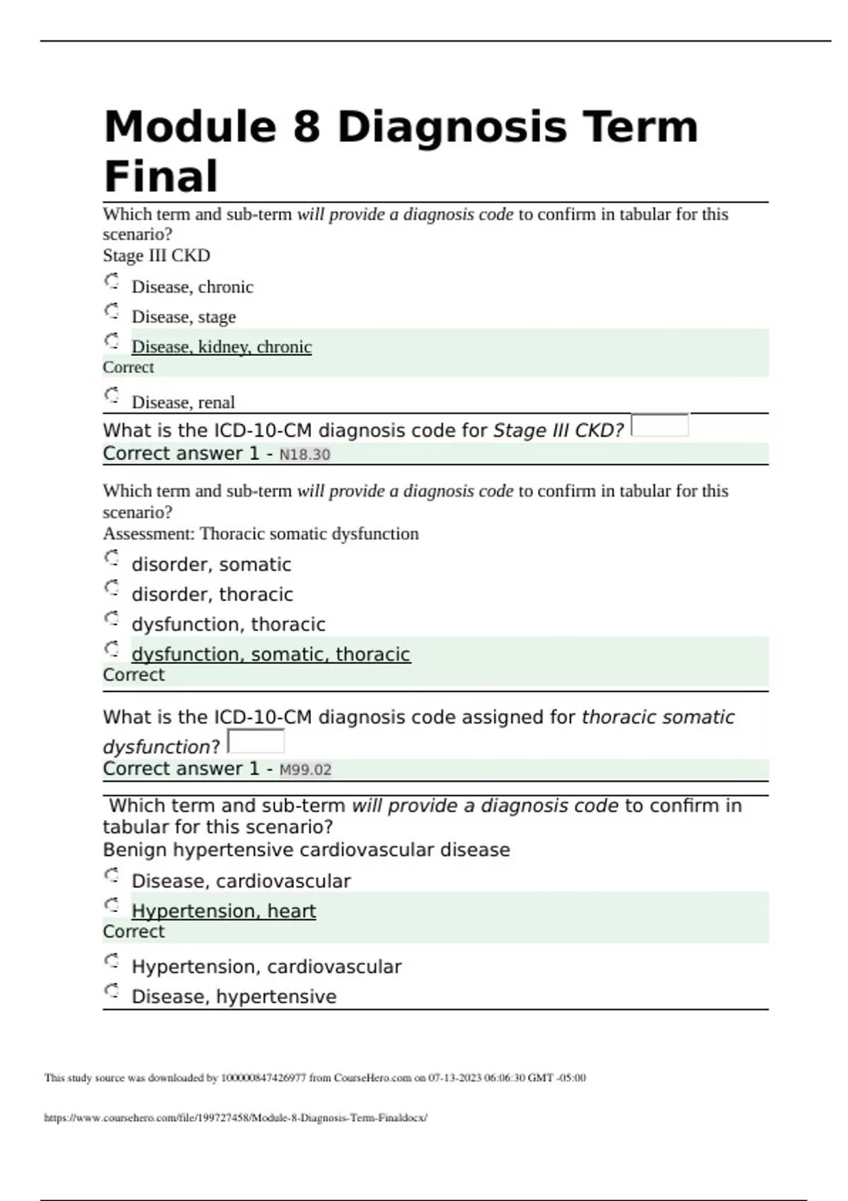 HIT 205 Module 8 Diagnosis Term Final Devry university 2023 - HIT 205 ...