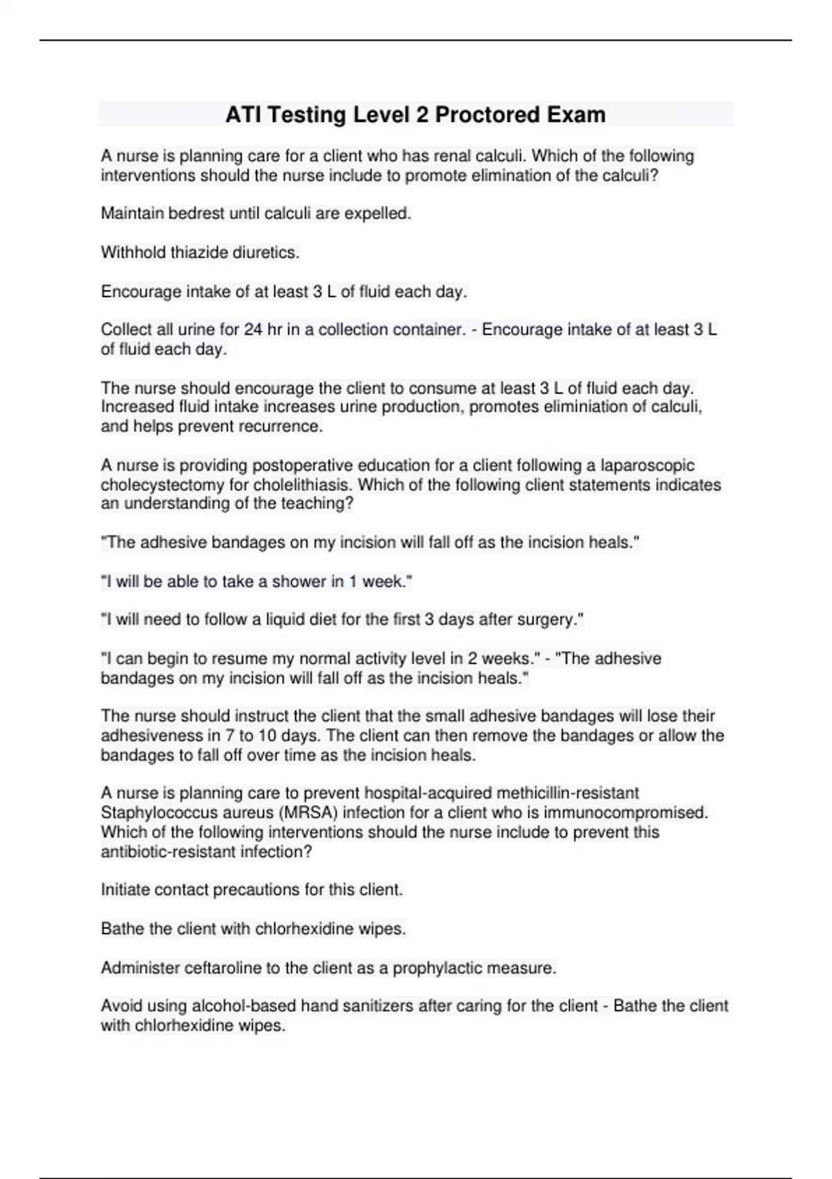 ATI Testing Level 2 Proctored Exam COMPLETE 2023/2024 - ATI - Stuvia US