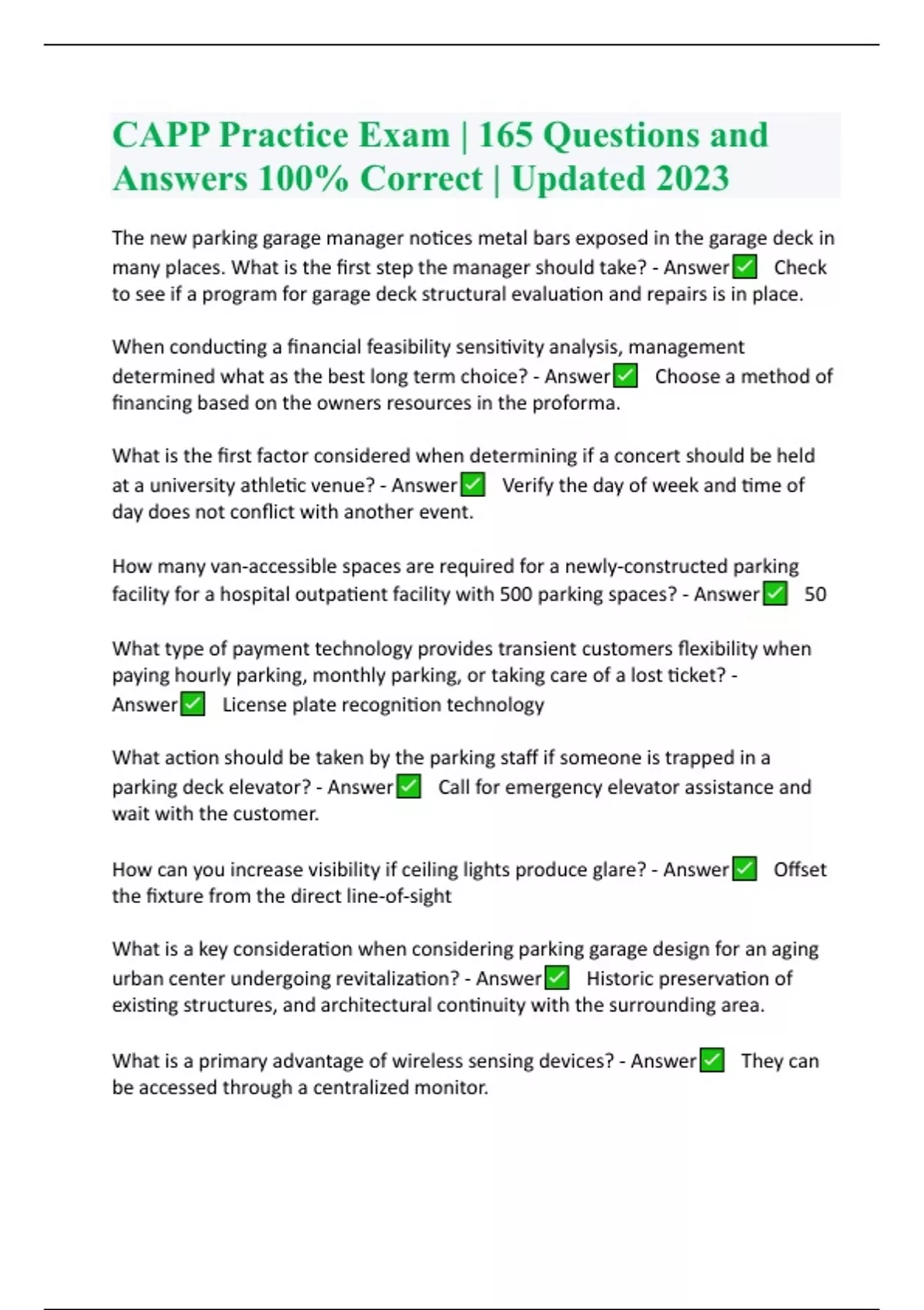 Capp Practice Exam 165 Questions And Answers 100 Correct Updated 2023 Capp Certified