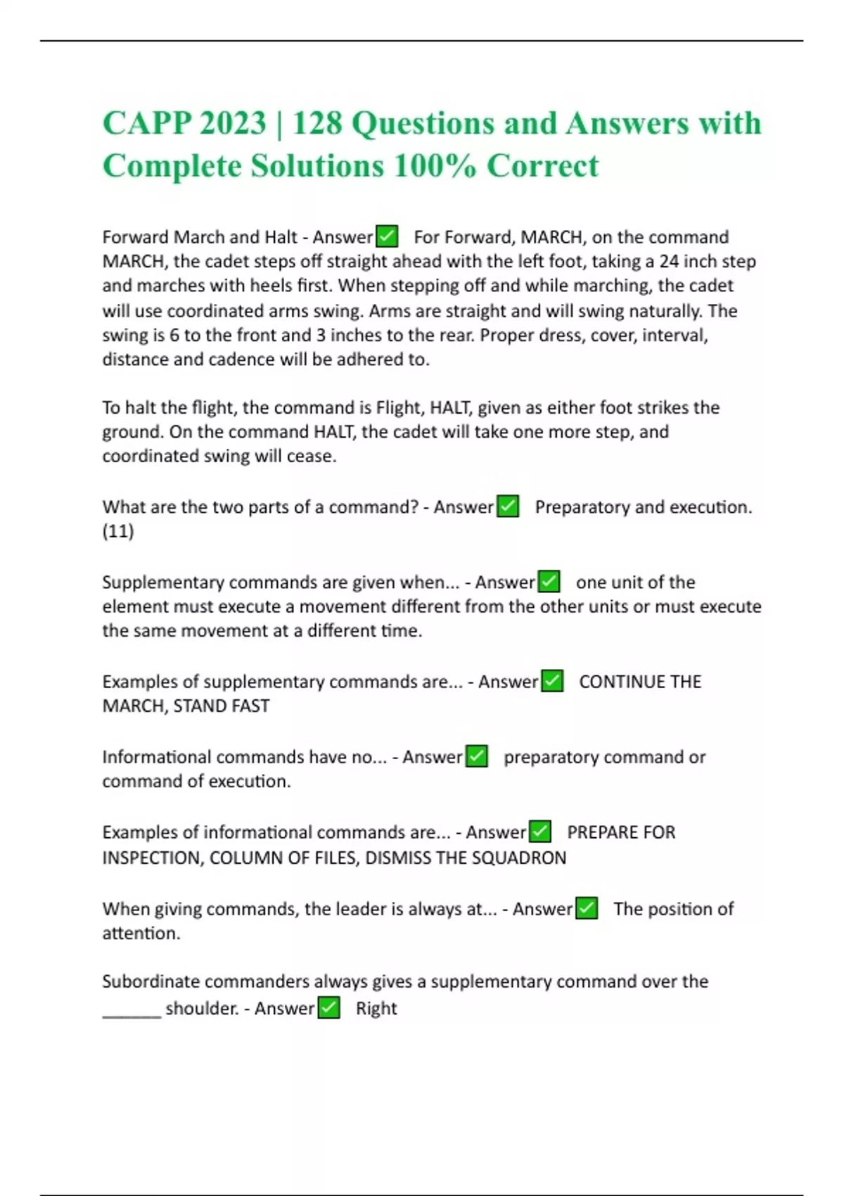 Capp 2023 128 Questions And Answers With Complete Solutions 100 Correct Capp Certified