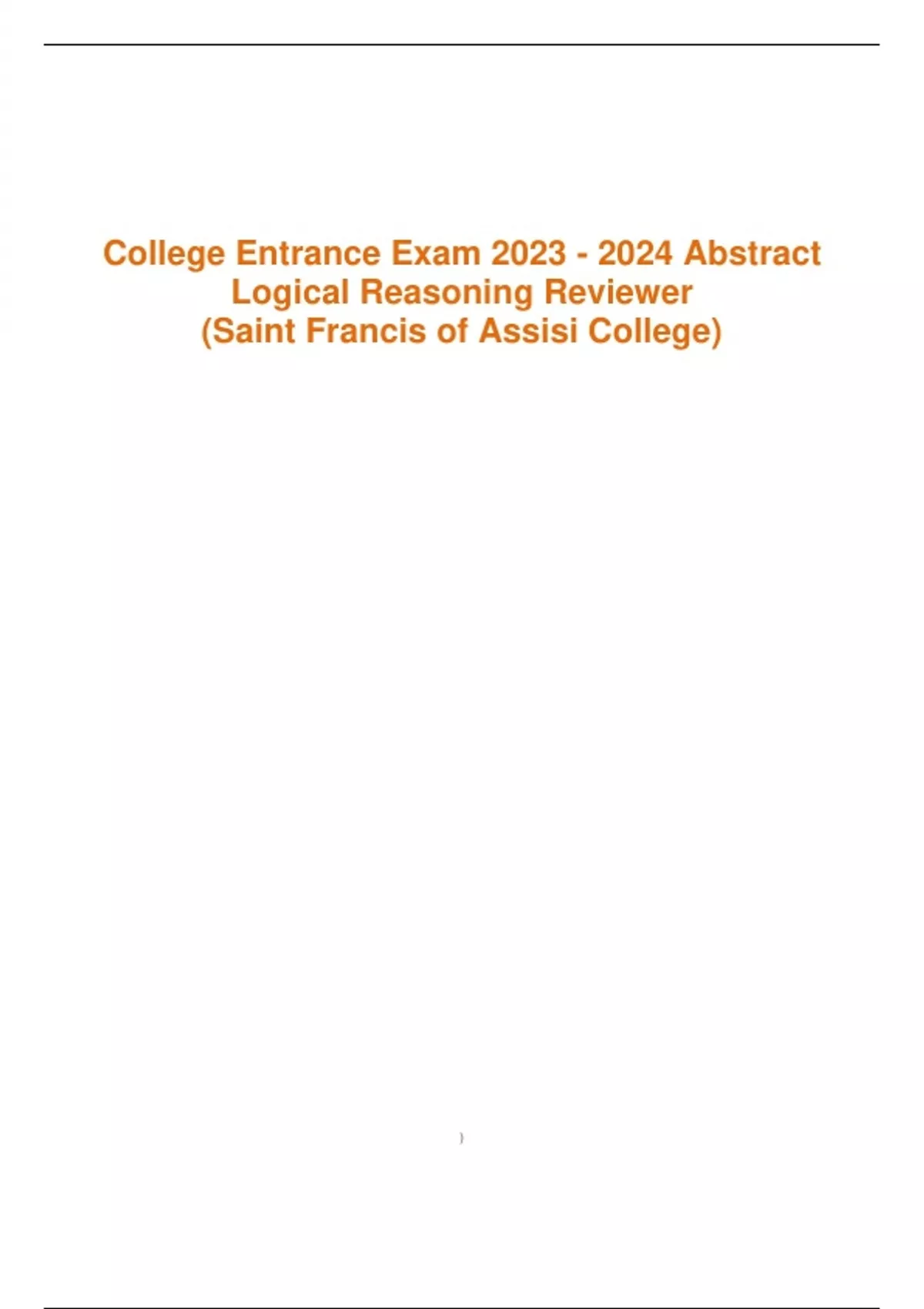 College Entrance Exam Abstract Logical Reasoning Reviewer (Saint ...
