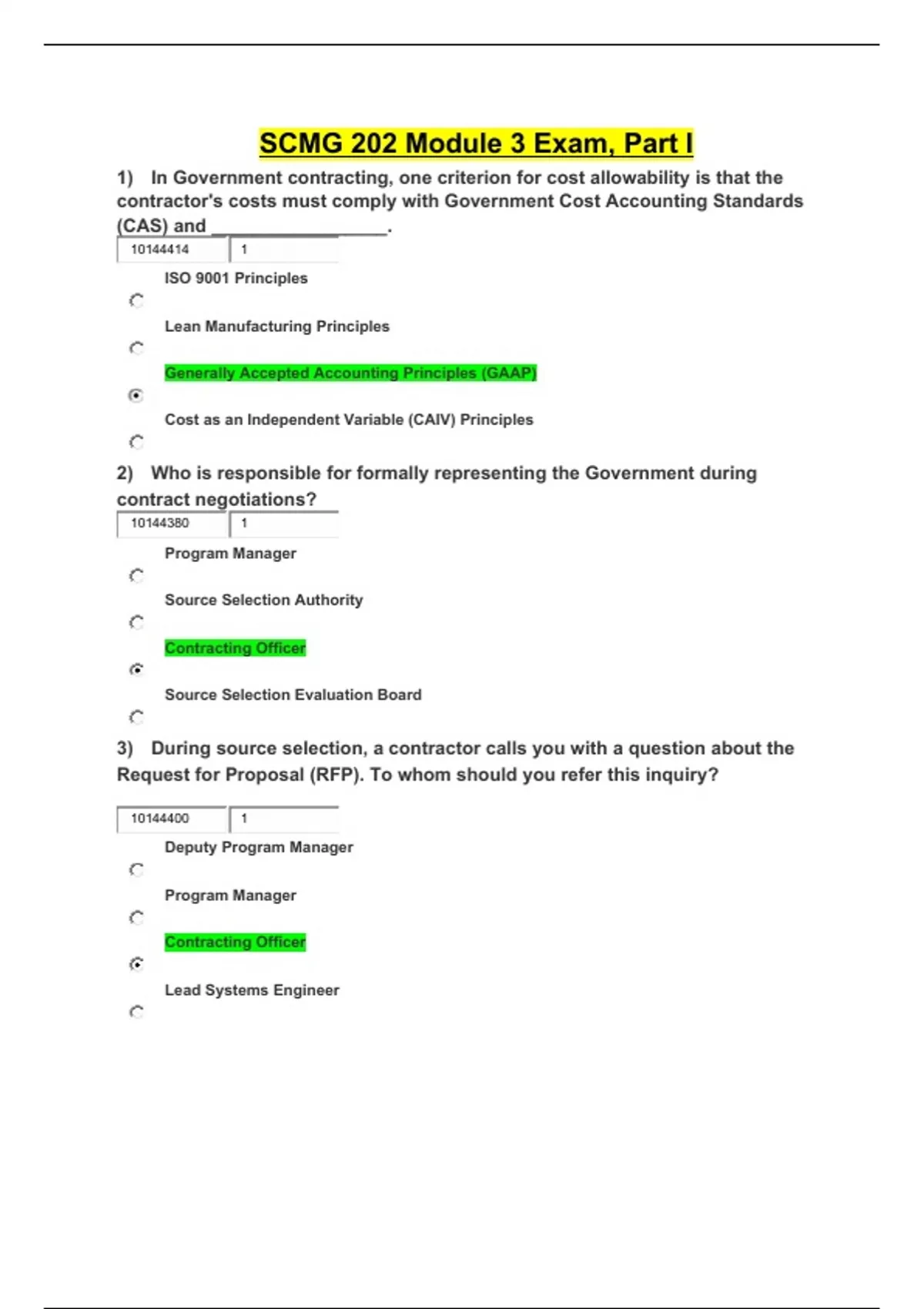 SCMG 202 Module 3 Exam, Part I With Answers - SCMG 202 - Stuvia US