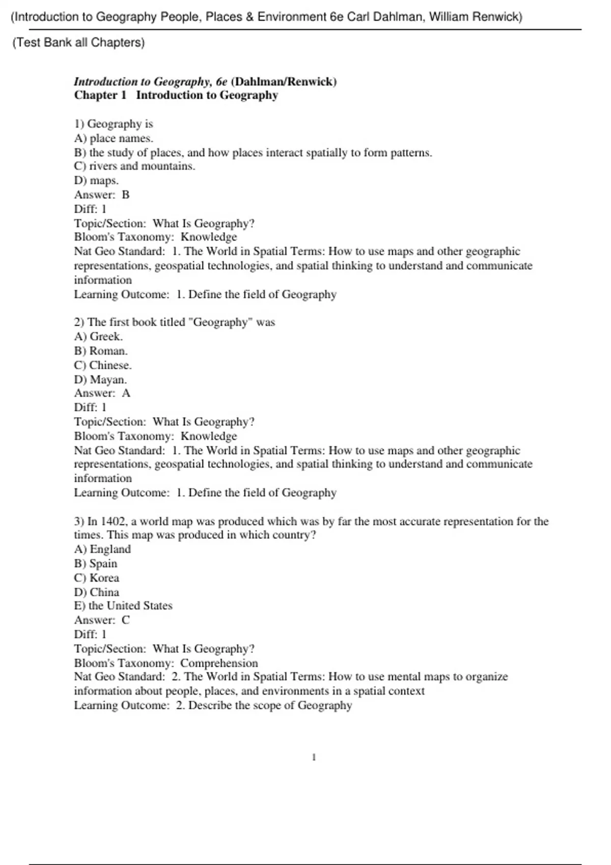 Introduction to Geography People, Places & Environment 6th Edition By ...