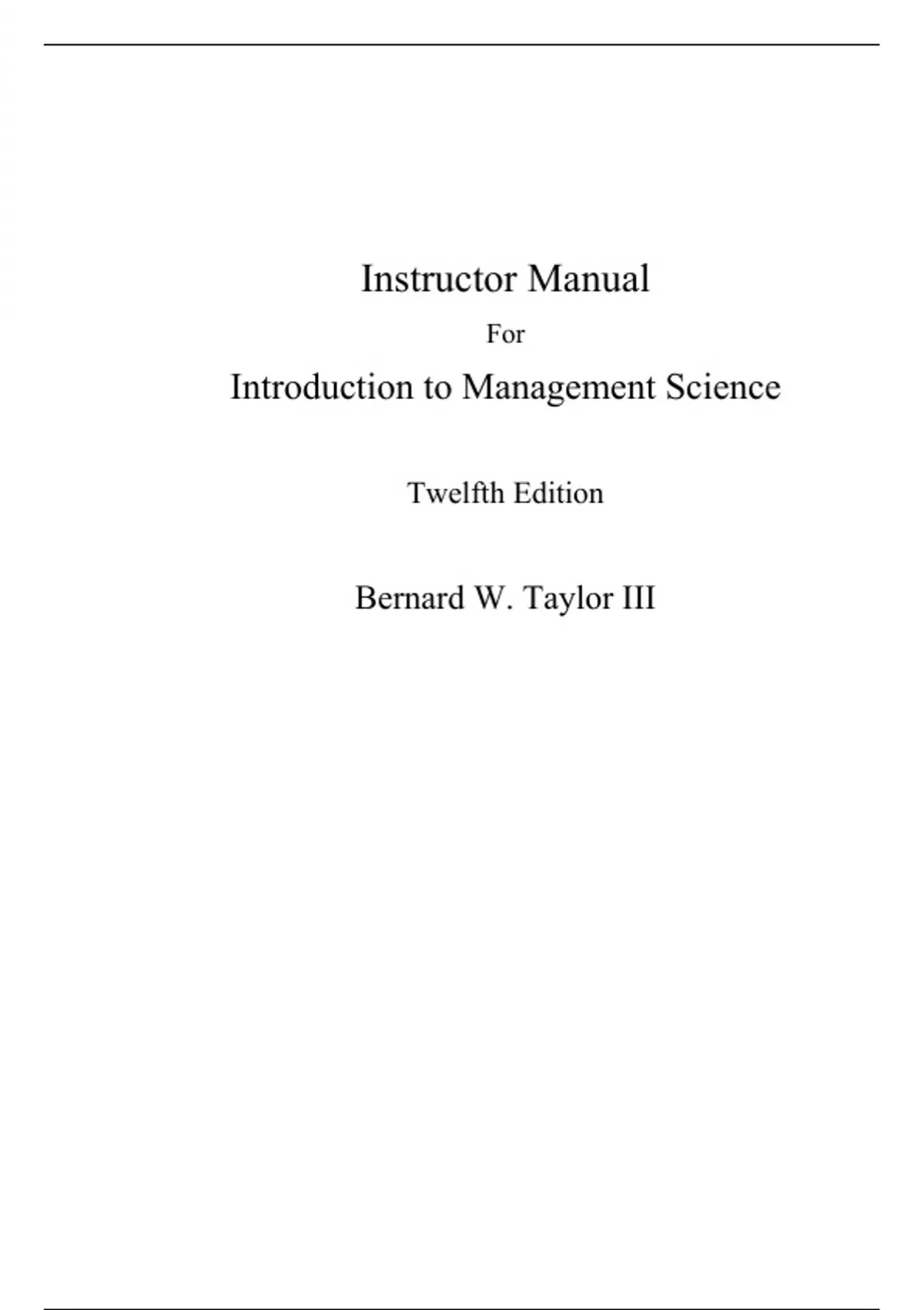 Introduction to Management Science 12e Bernard W. Taylor (Instructor ...
