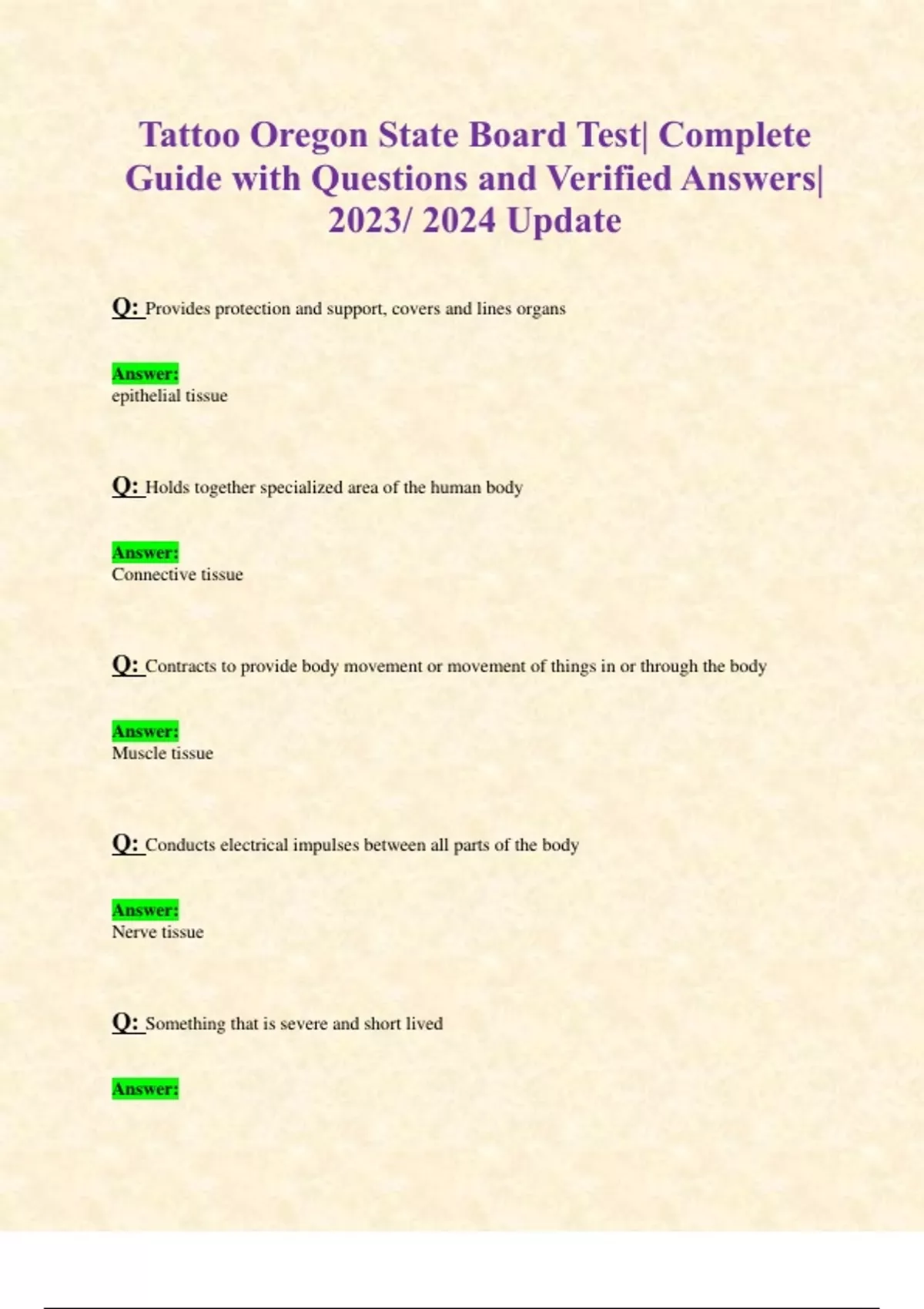 Tattoo Oregon State Board Test| Complete Guide with Questions and ...