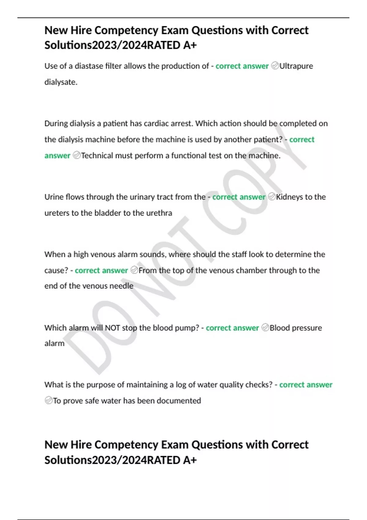 New Hire Competency Exam Questions with Correct Solutions2023/2024RATED ...