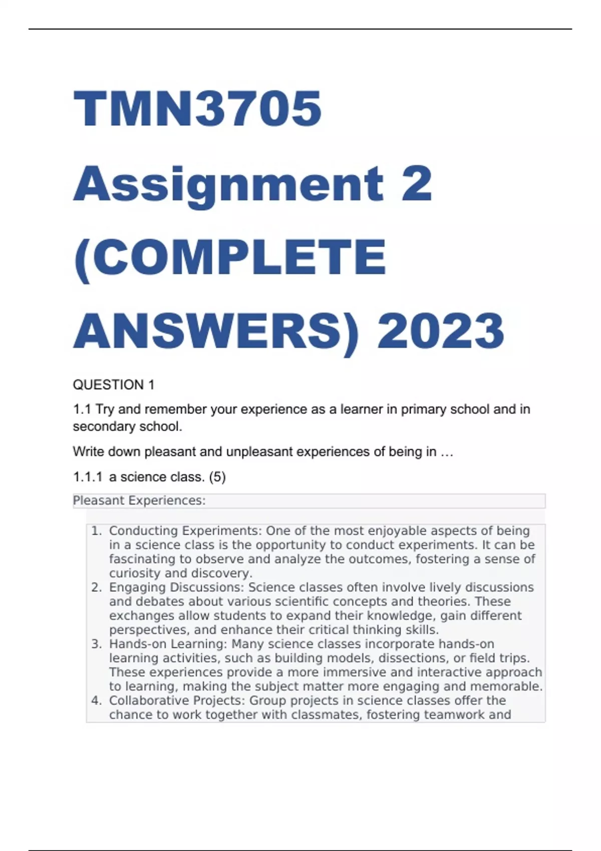TMN3705 Assignment 2 - TMN3705 Assignment 2 - Stuvia SA