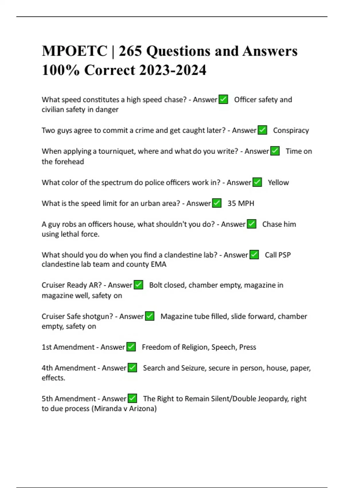 MPOETC | 265 Questions and Answers 100% Correct - MPOETC - Stuvia US