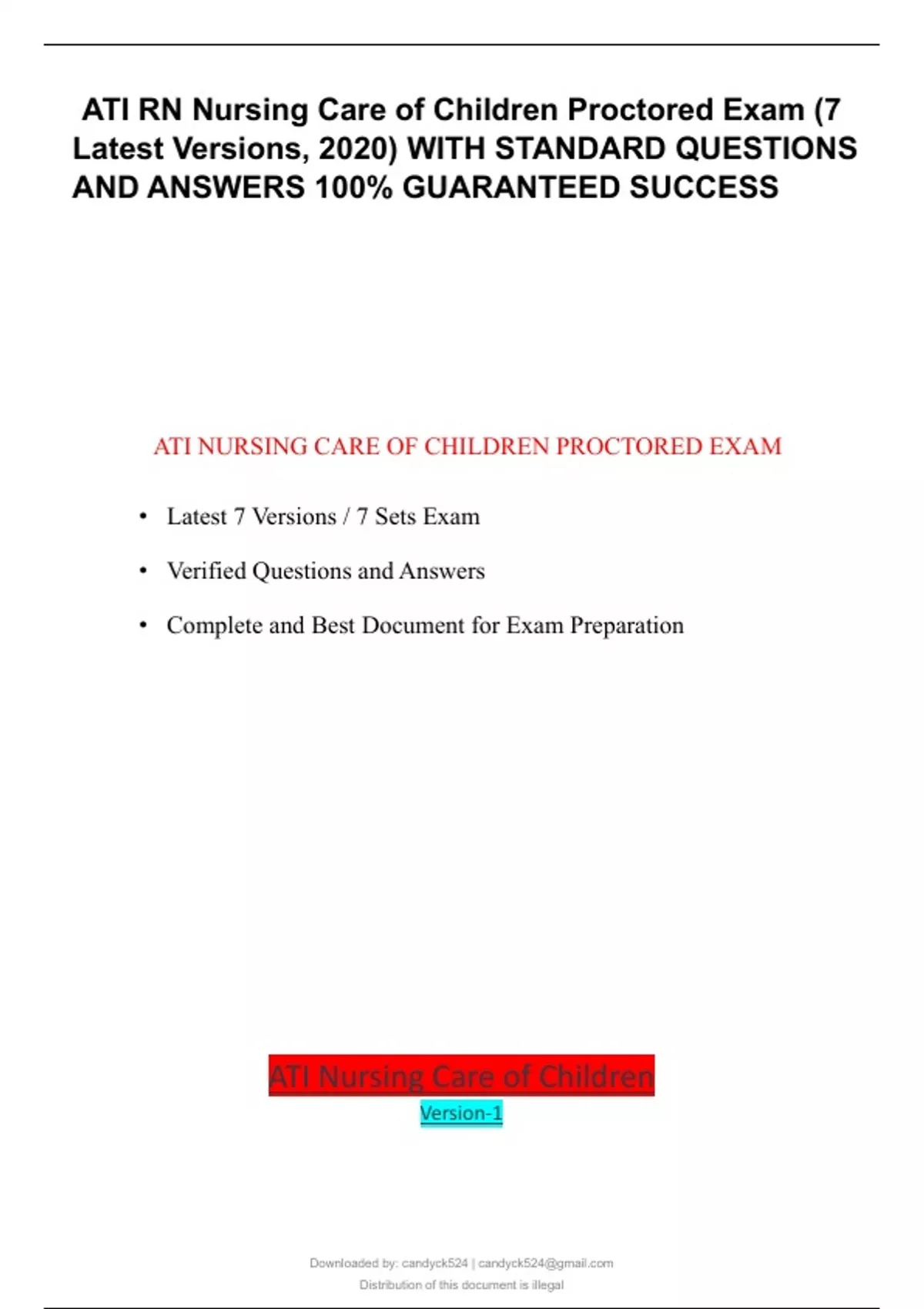 ATI NURSING CARE OF CHILDREN GUIDE - ATI NURSING CARE OF CHILDREN ...