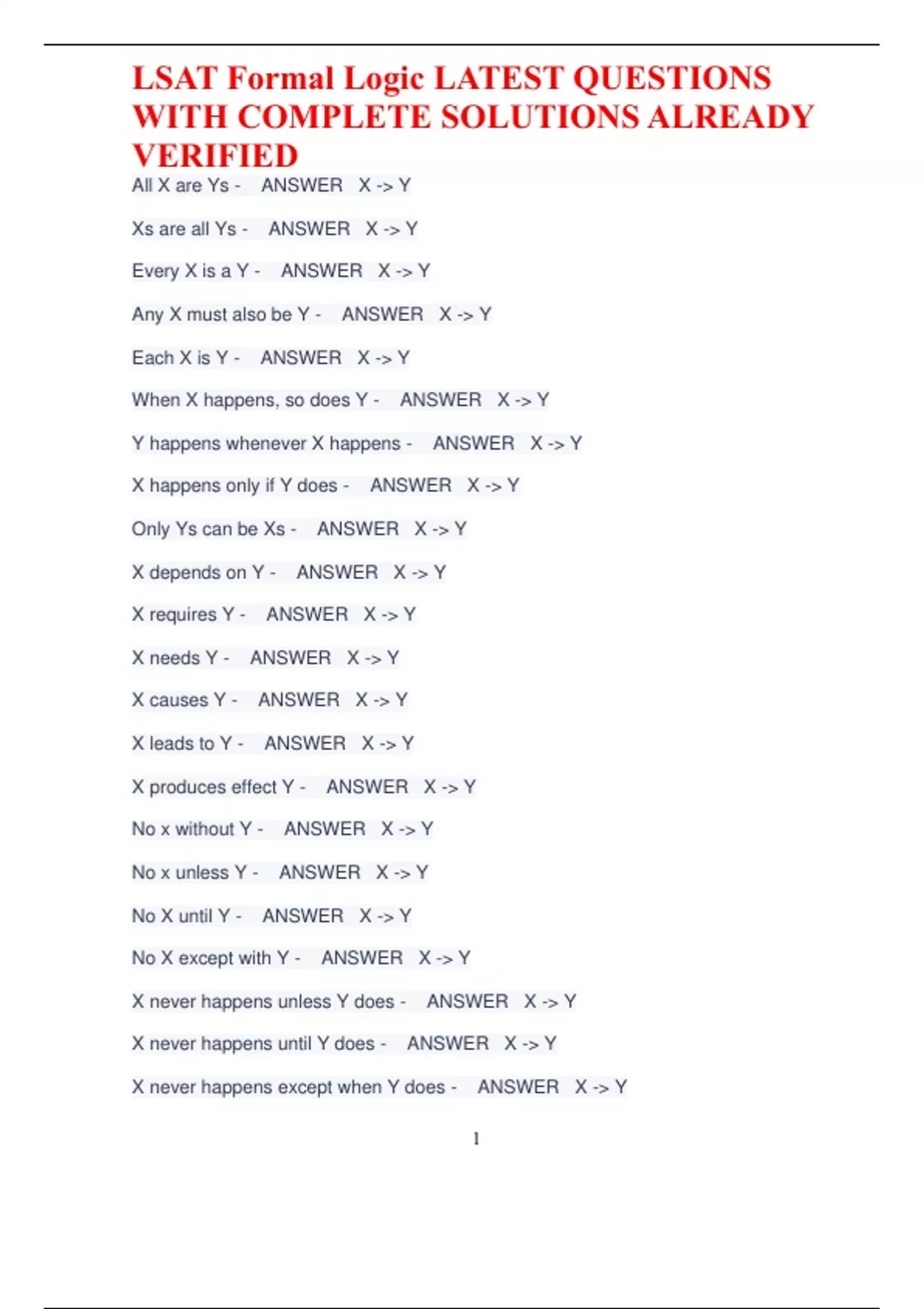 LSAT Formal Logic LATEST QUESTIONS WITH COMPLETE SOLUTIONS ALREADY ...