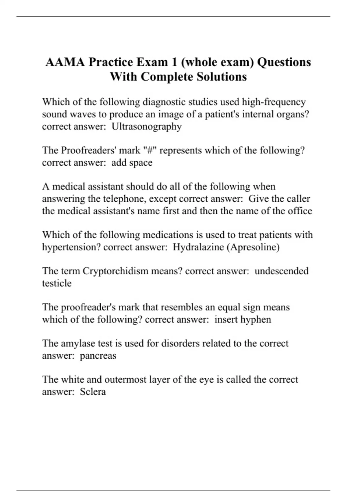 AAMA Practice Exam 1 (whole exam) Questions With Complete Solutions ...