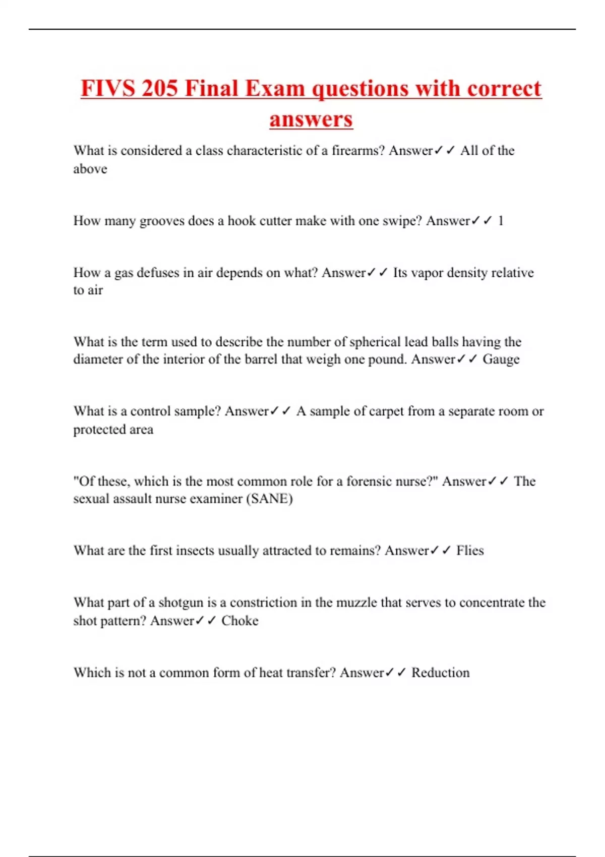 FIVS 205 Final Exam questions with correct answers - FIVS 205 - Stuvia US