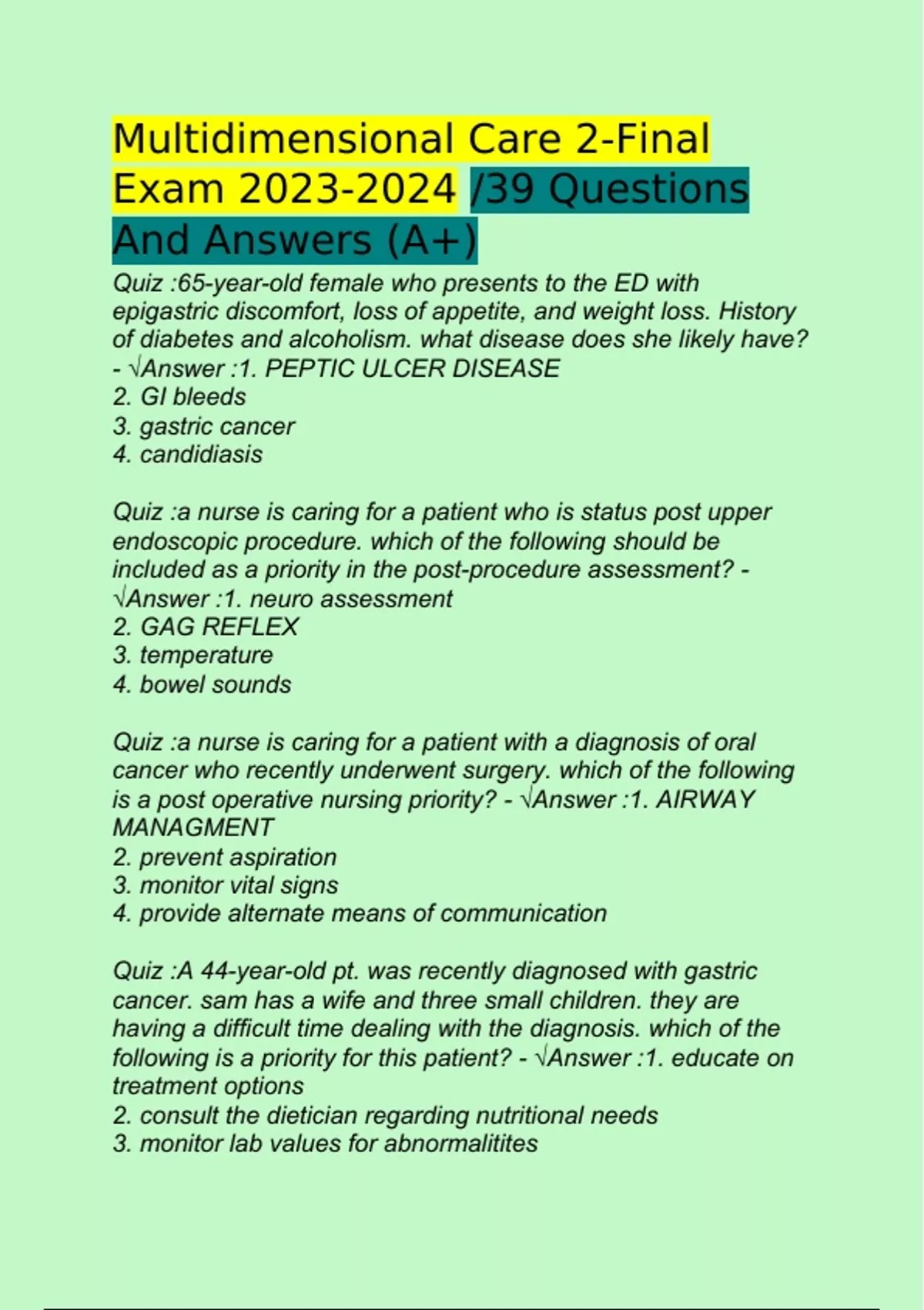 MDC 2 EXAM package deal - Stuvia US