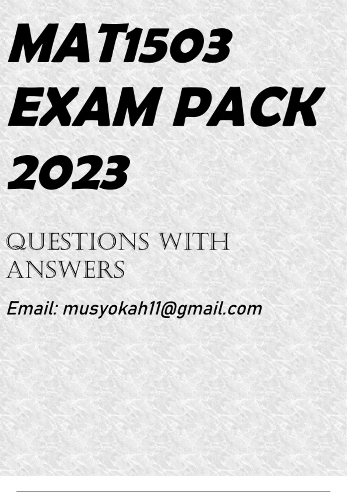 MAT1503 EXAM PACK 2023 - MAT1503 - Linear Algebra (MAT1503) - Stuvia SA