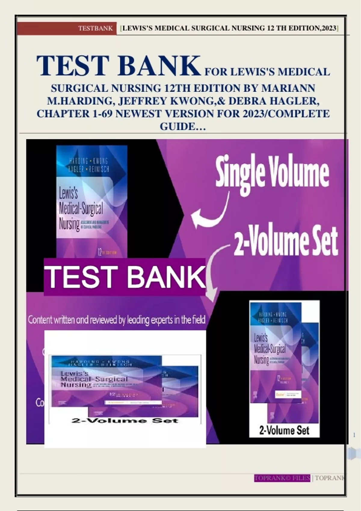 (Completely Answered with NGN NCLEX) Lewis's Medical Surgical Nursing ...