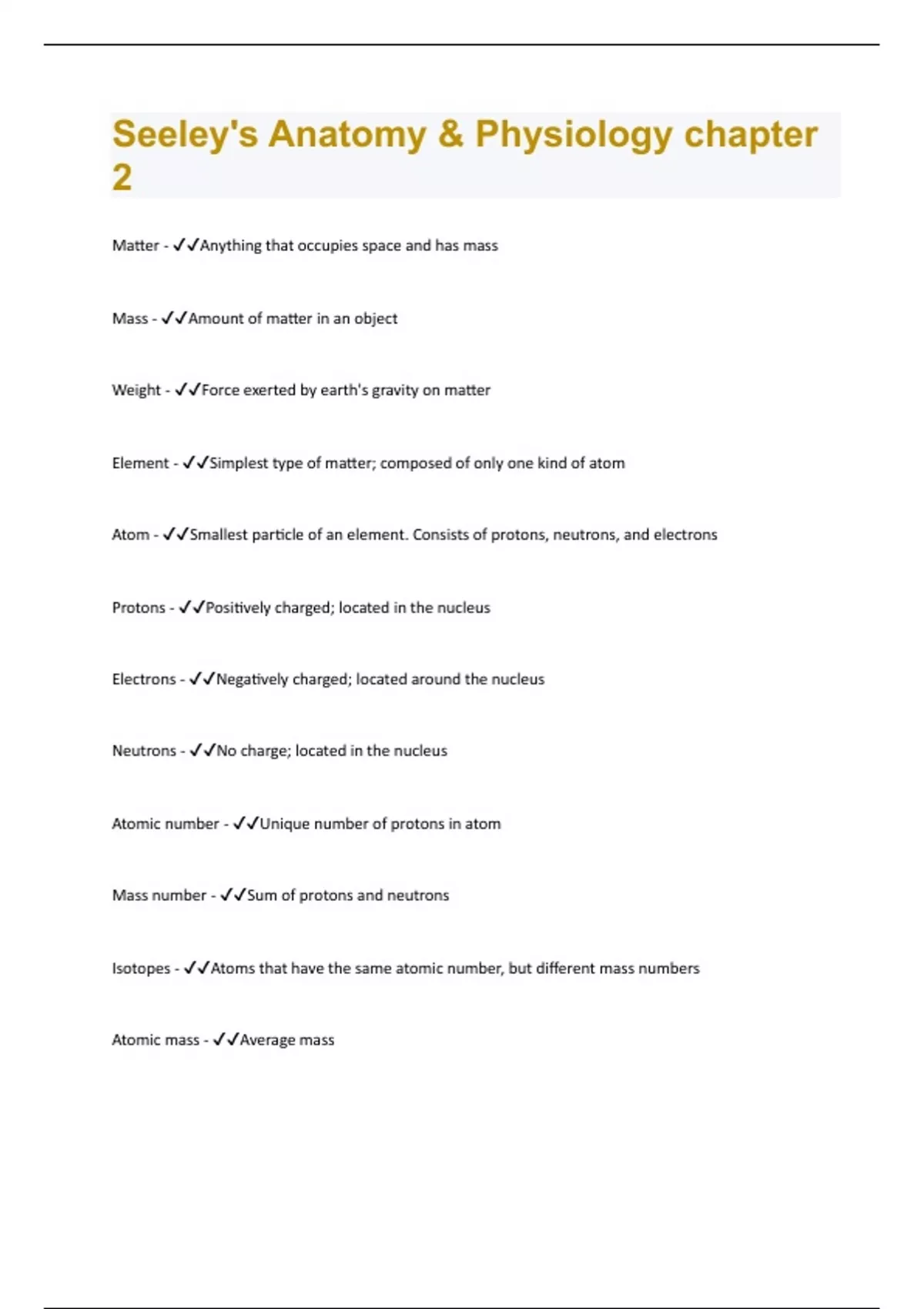 Seeley's Anatomy & Physiology chapter 2 | Questions and Answers with ...