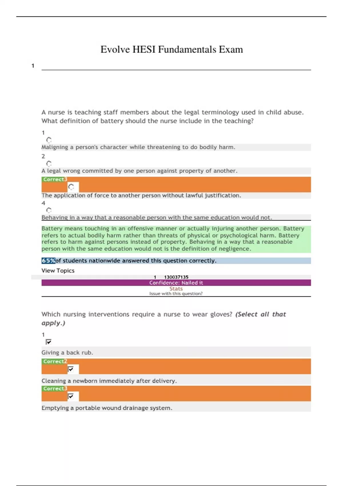 Evolve HESI Fundamentals Exam. - Evolve HESI Fundamentals - Stuvia US