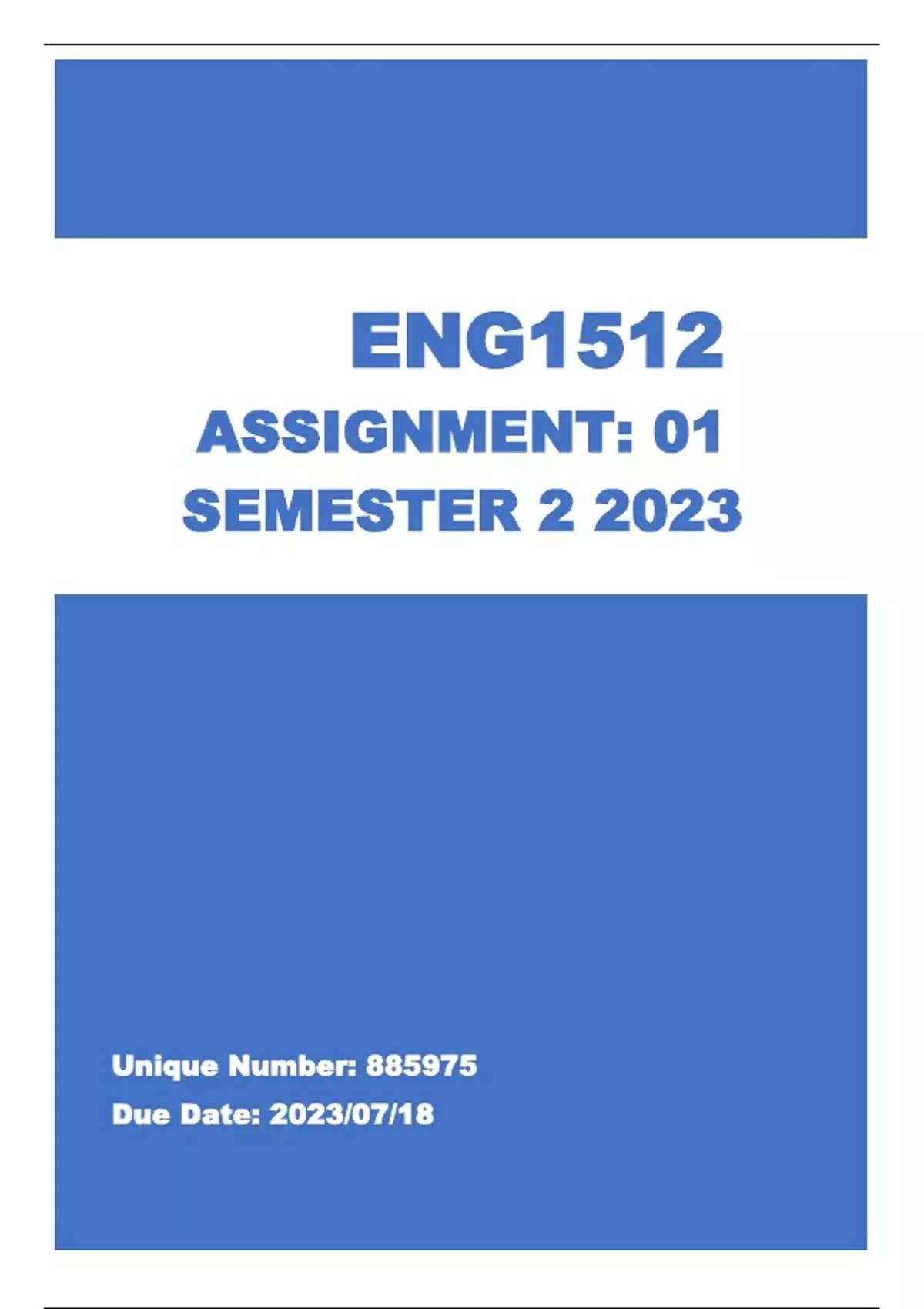 ENG1512 ASSIGNMENT 1 SEMESTER 2 2023 - ENG1512 (ENG1512) - Stuvia SA
