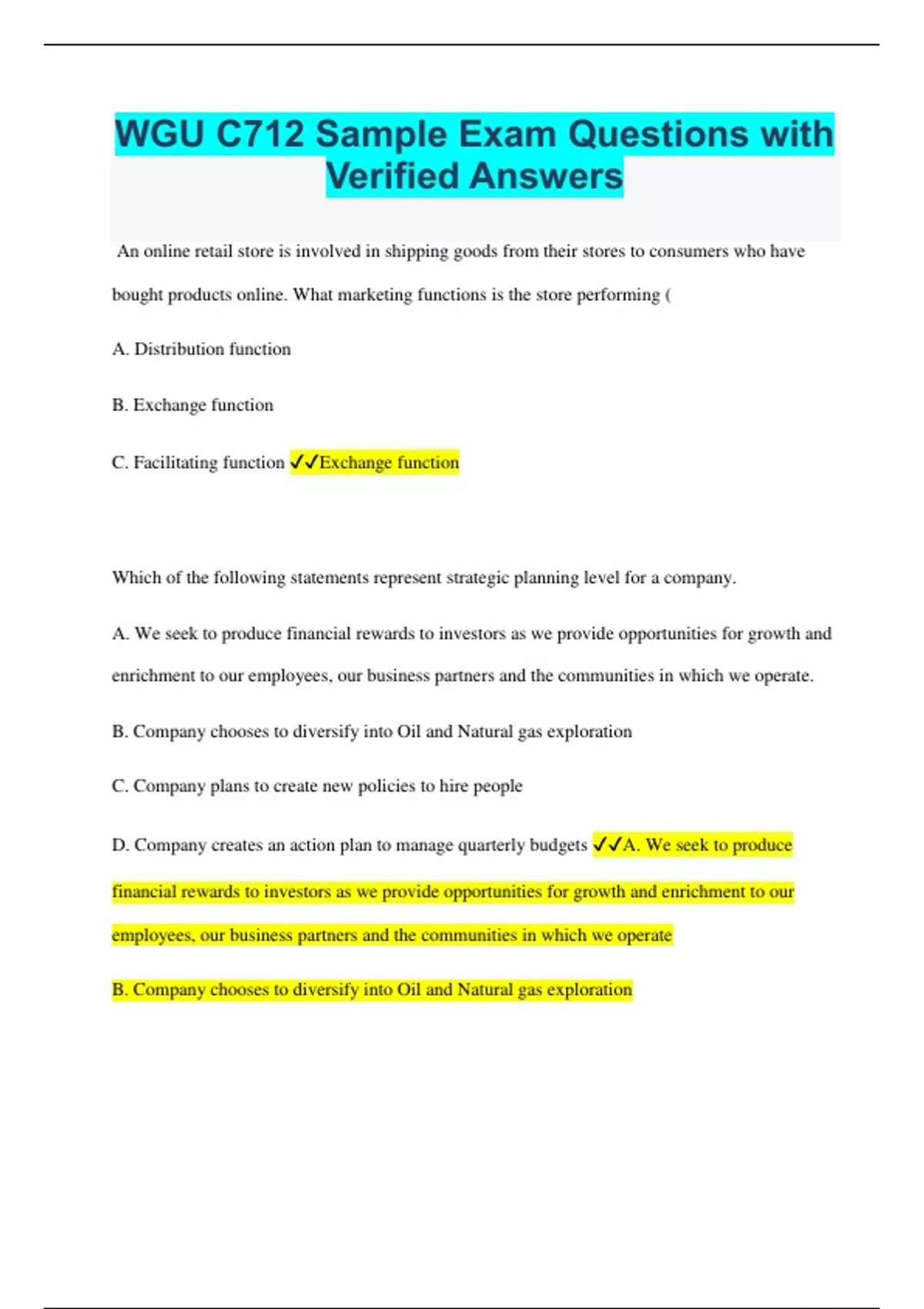 WGU C712 Sample Exam Questions with Verified Answers - WGU C712 - Stuvia US