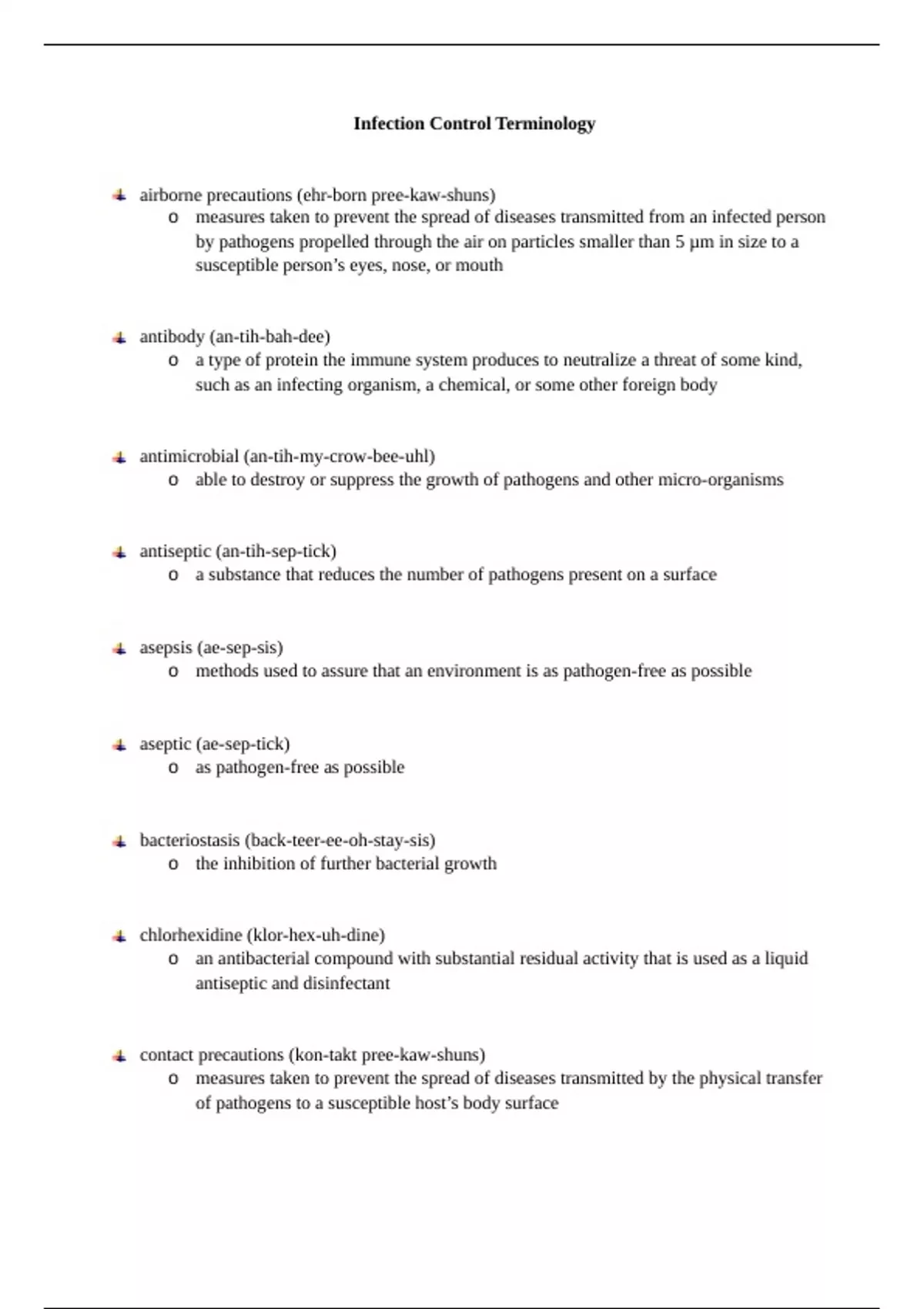 ATI Week 1 Infection Control Terminology - Bsn Nursing - Stuvia US